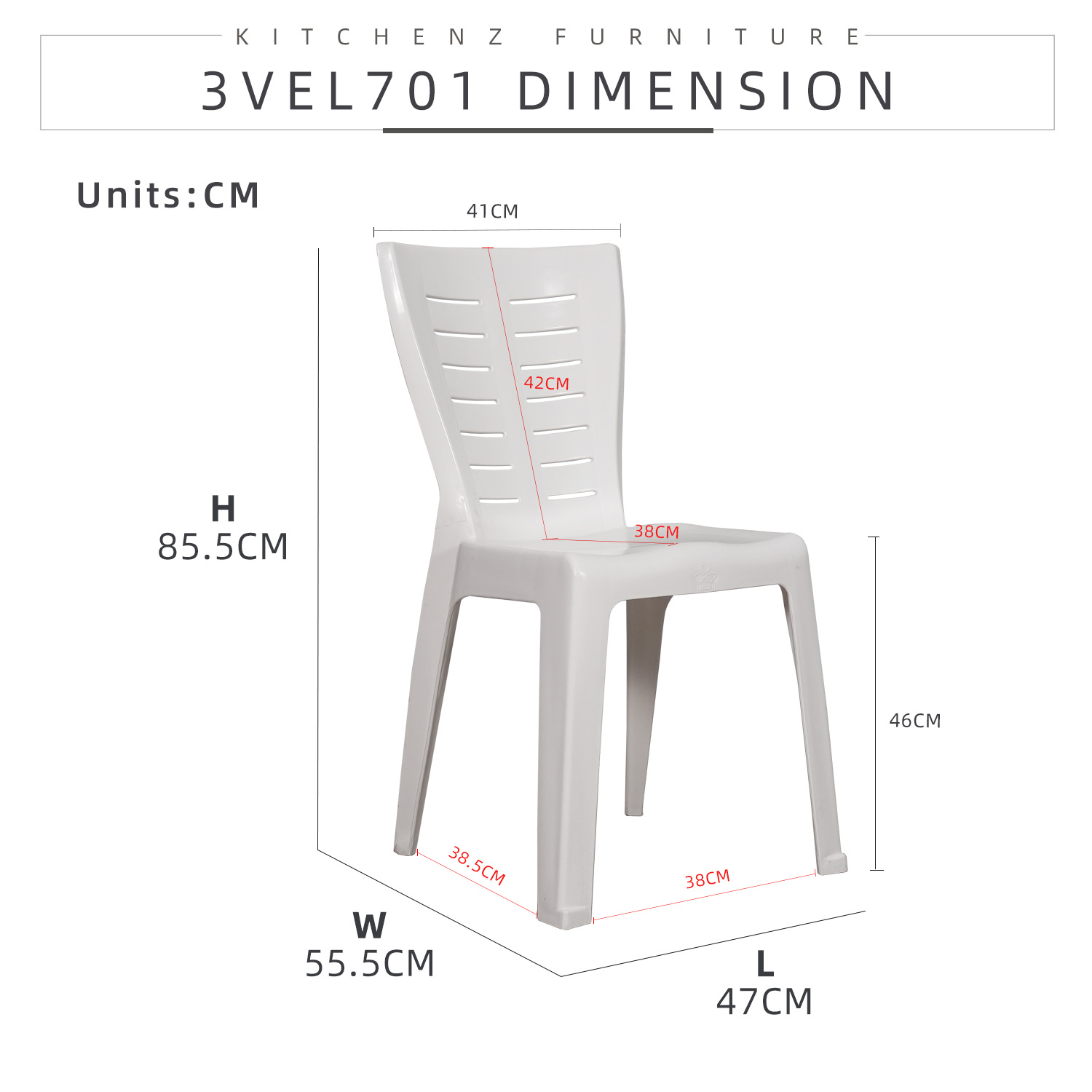 3V 2PCS Modern Stackable Dining Plastic Chair - 3VIZ701Y/3VEL701 ...