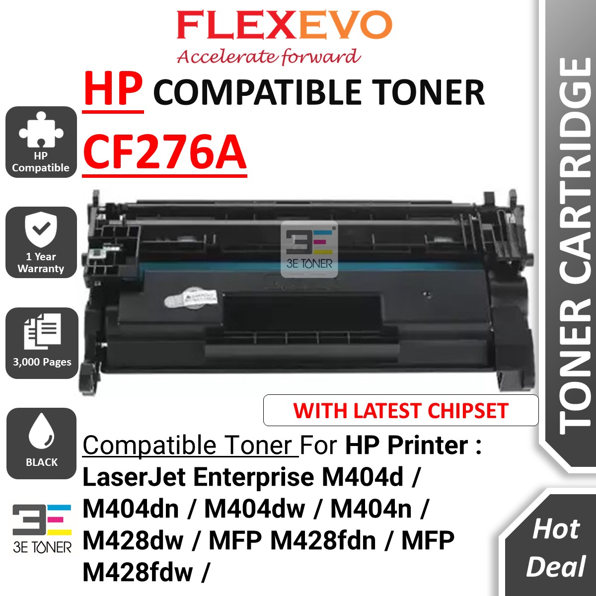 Compatible Toner CF276A 76A CF276X 76X For Laserjet Pro M304A M304 M404 ...