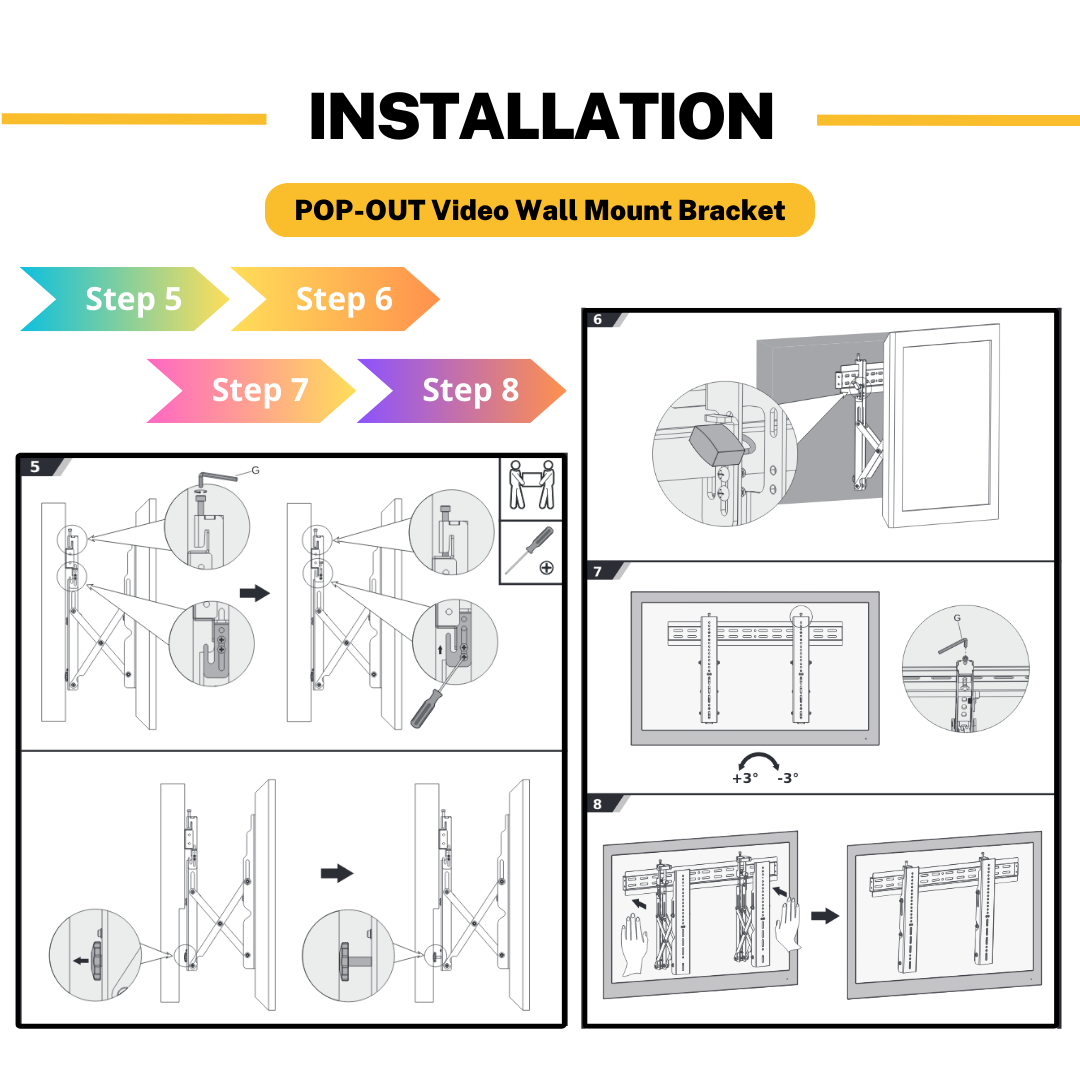 POP-OUT Video Wall Mount Bracket Retractable TV Bracket Extended Adjust ...