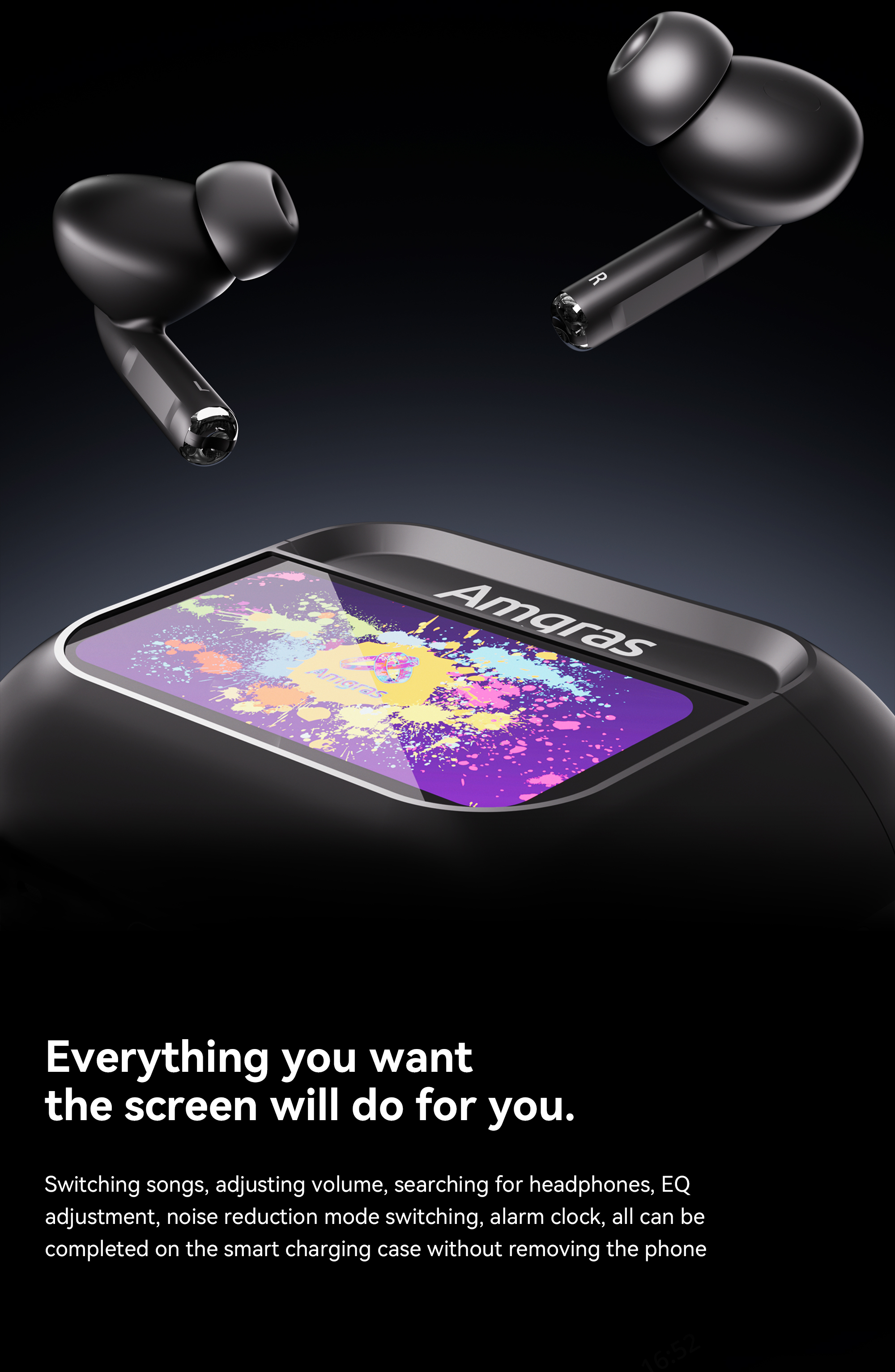 Amgras Eternity Ⅳ Major Smart Screen earphone Bluetooth Wireless Earbud ...