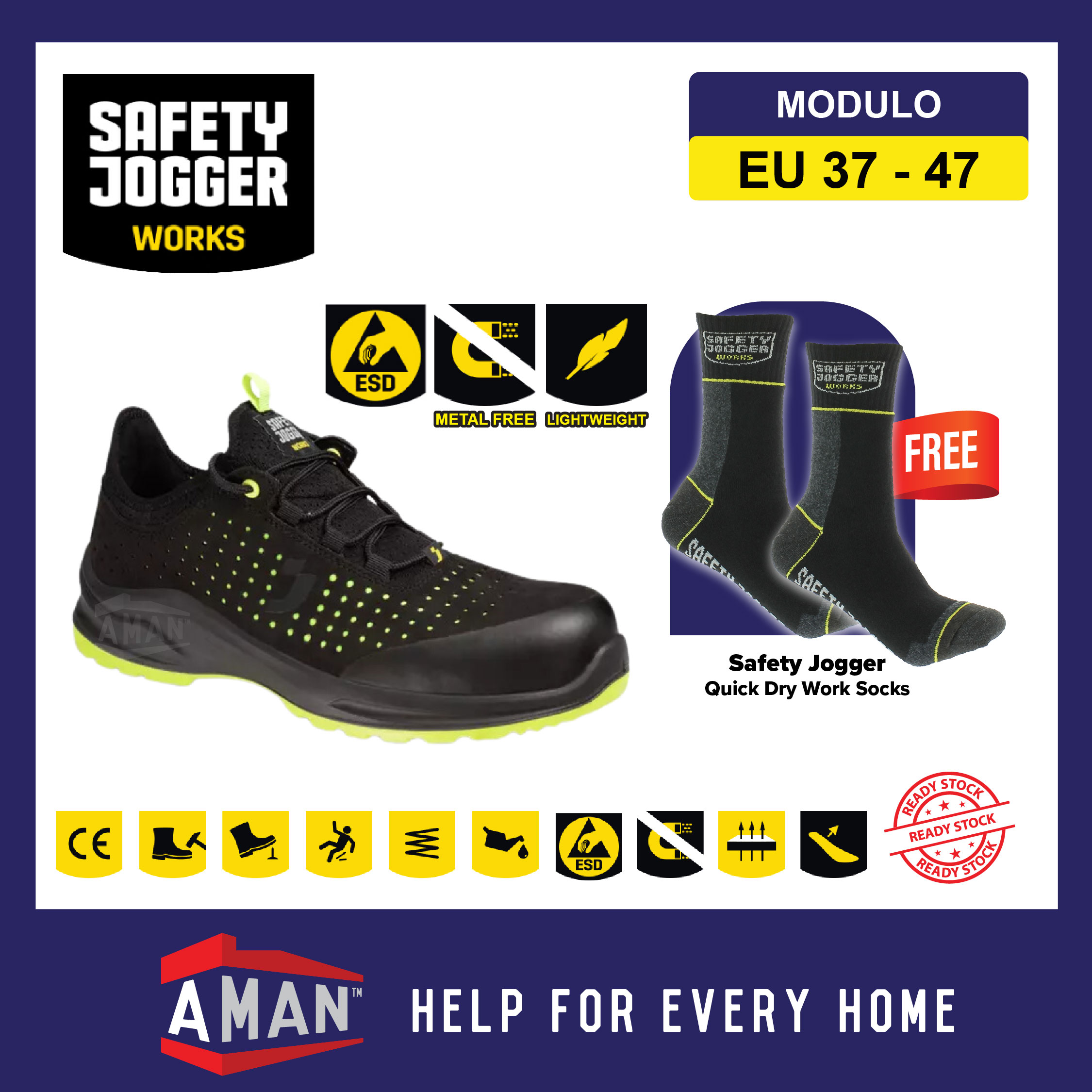 Safety Jogger Modulo ESD S1PS Safety Shoes Stylish Modern Colourful ...
