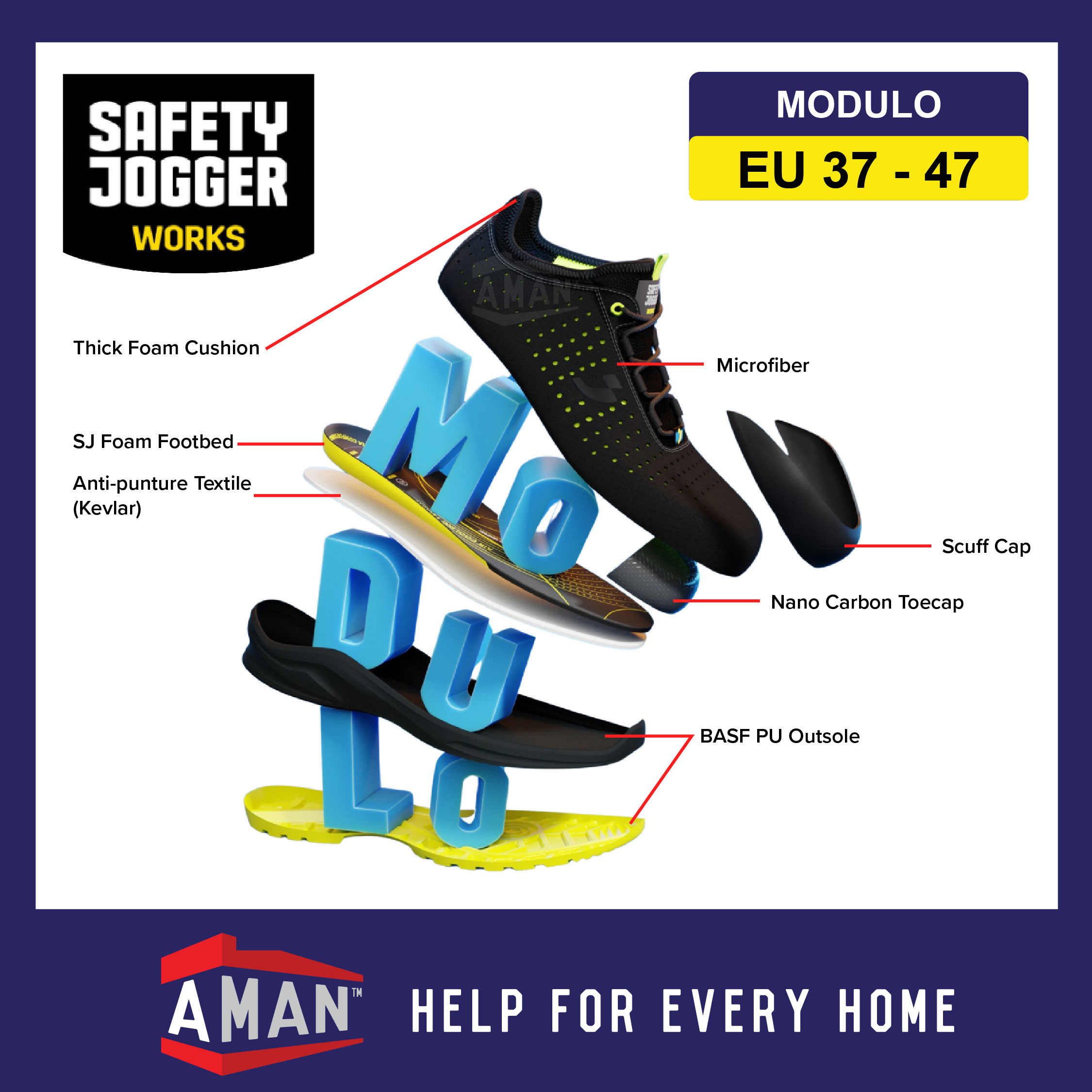 Safety Jogger Modulo ESD S1PS Safety Shoes Stylish Modern Colourful ...