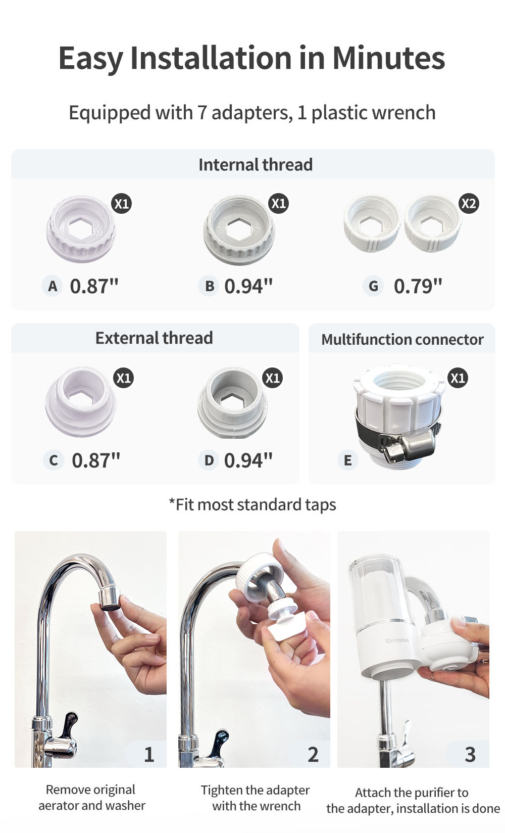 Simplus Tap Water Purifier|0.01µm Ultrafiltration Filter|2L/Min Large ...