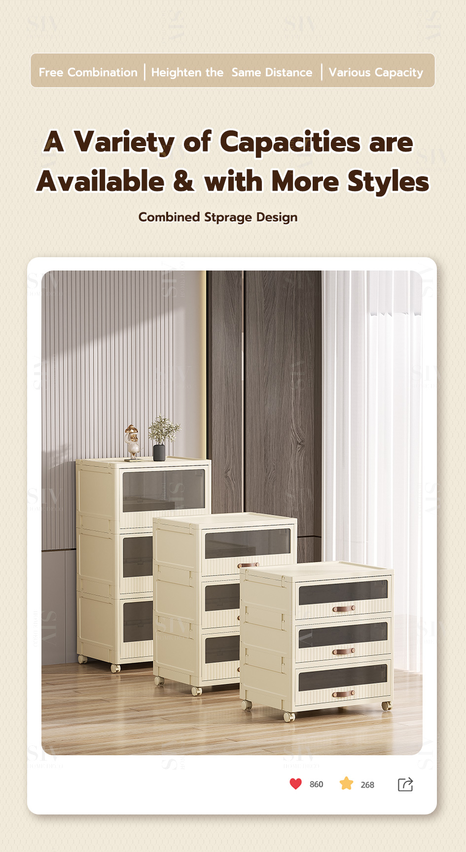 (Free Installation)SIV Foldable Drawer Cabinet Folding Storage Box ...