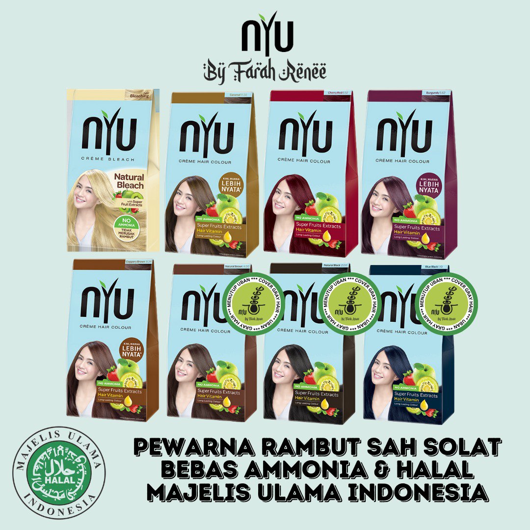 Free Gift NYU Hair Color Cherry Red Halal Pewarna Rambut Sah Solat ...