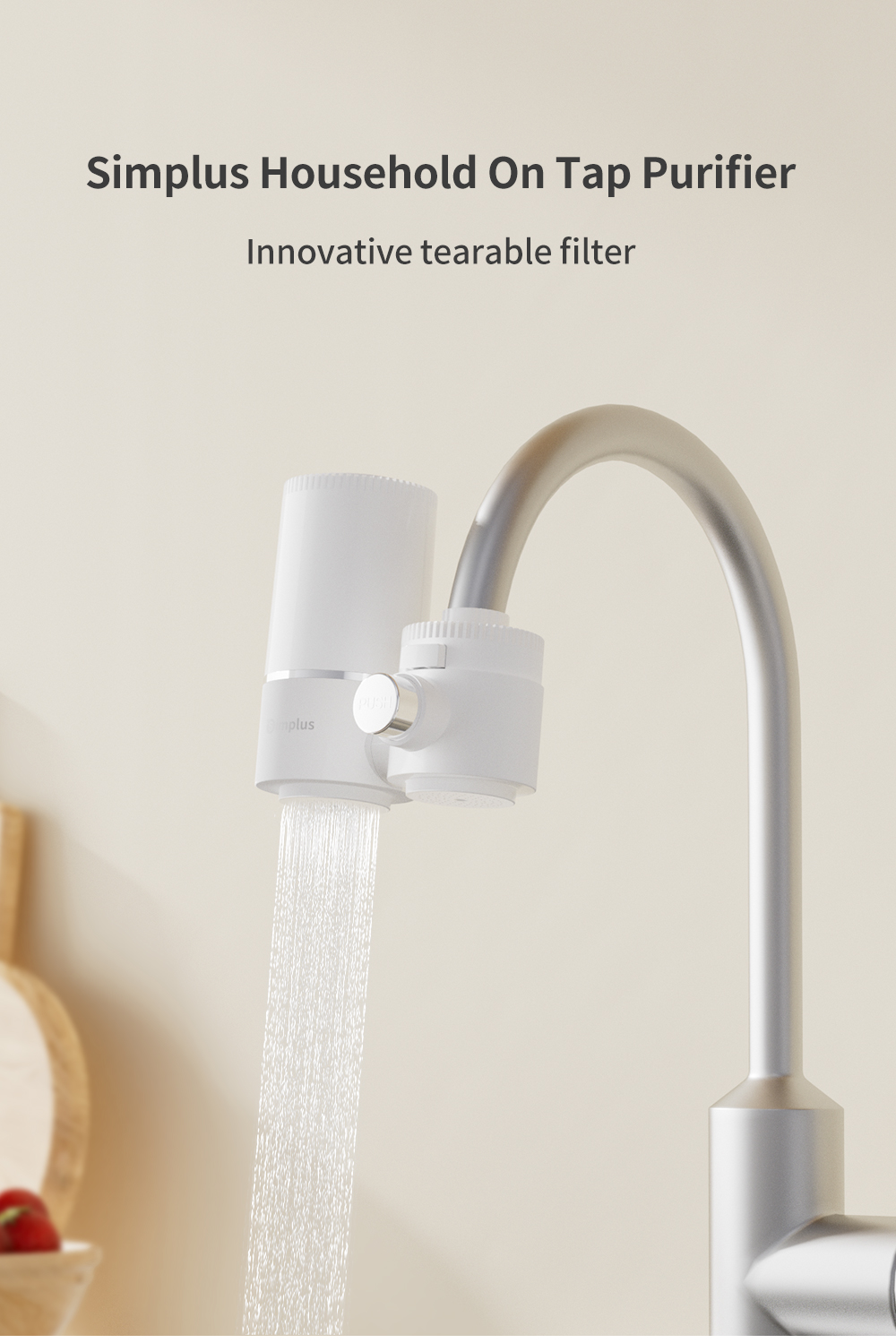 Simplus Tap Water Purifier With Tearable Carbon Rod Filter 2L/Min Large ...