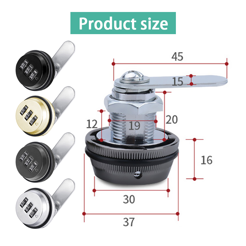 🔥Portable Cabinet Lock 3-digit Combination Drawer Combination Lock ...