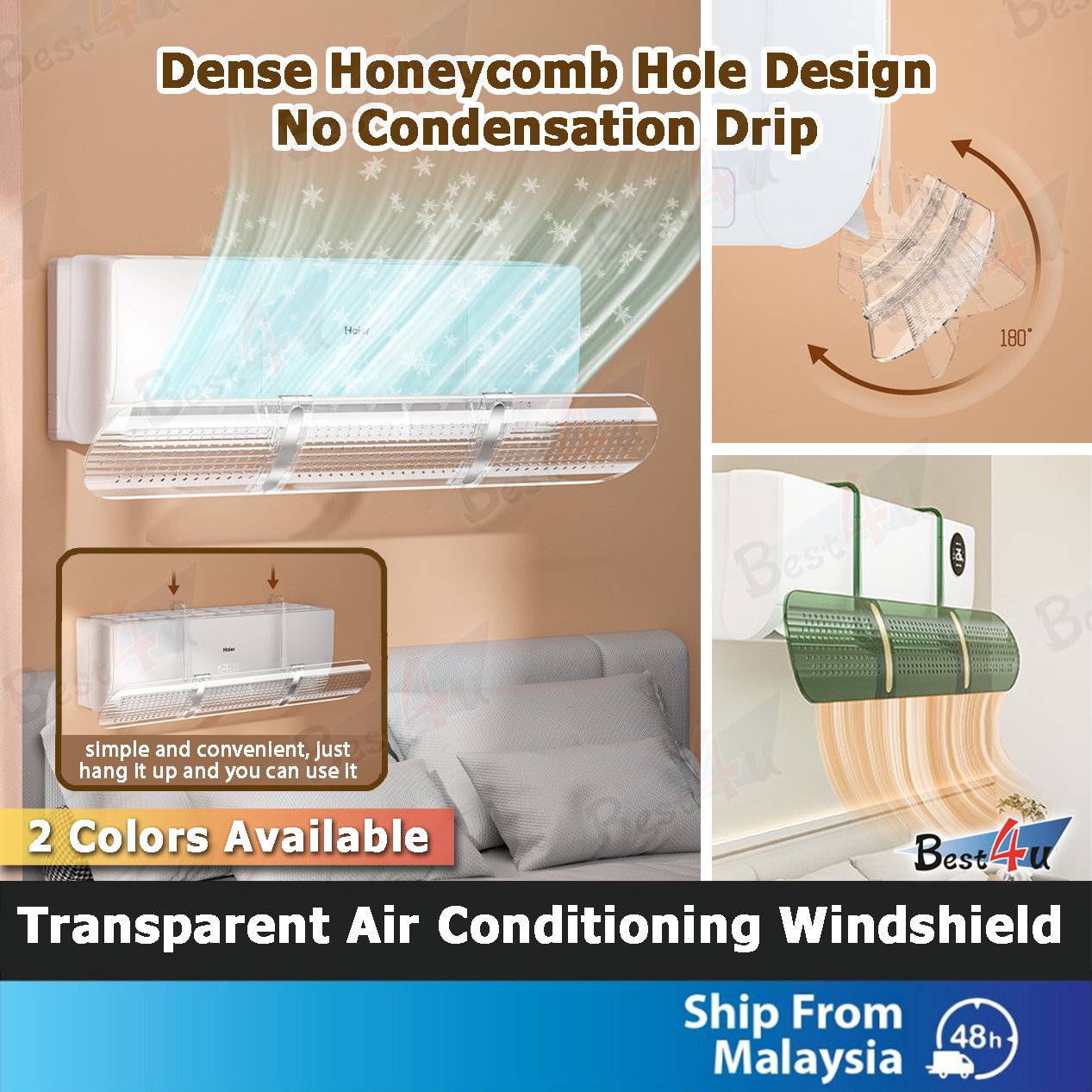 BEST4U Air Conditioner Windshield Adjustable Angle Prevent Direct Wind ...