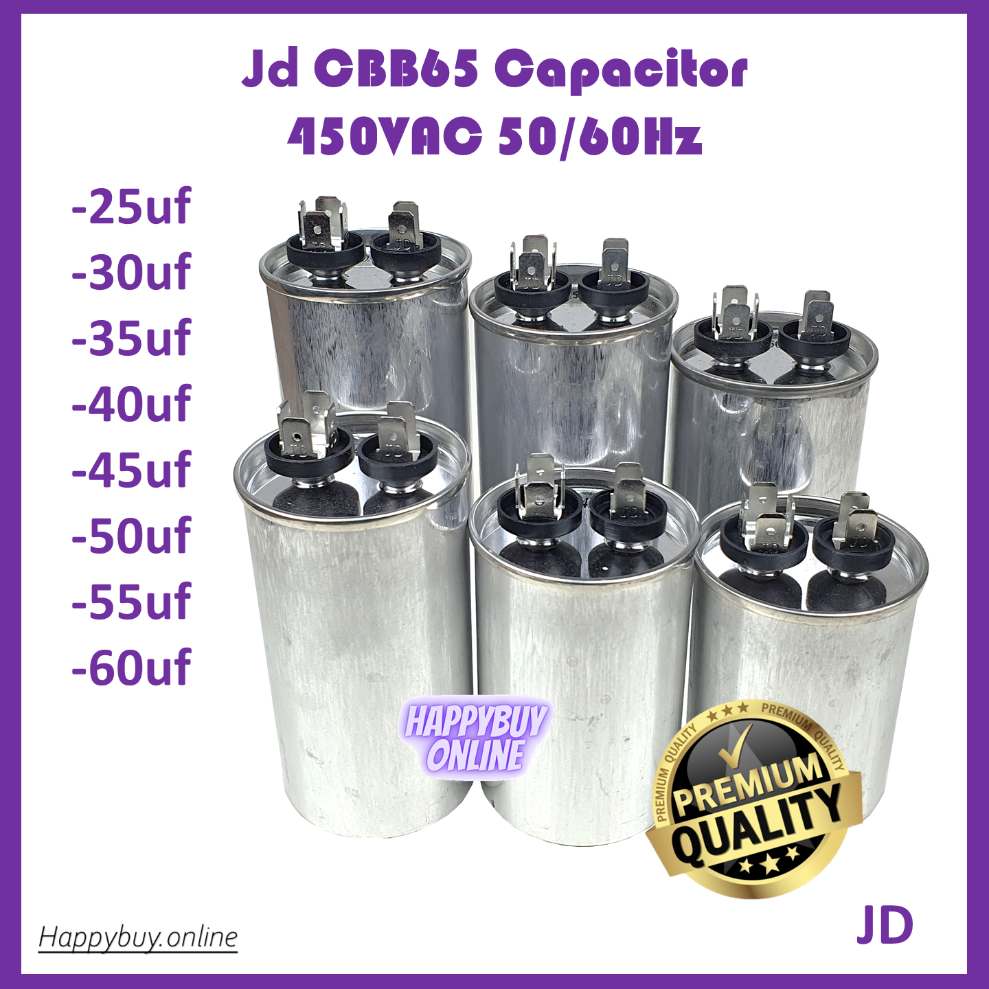 CBB65 JD Kapasitor Aircond Compressor Air Cond Capacitor 25UF 30UF 35UF ...