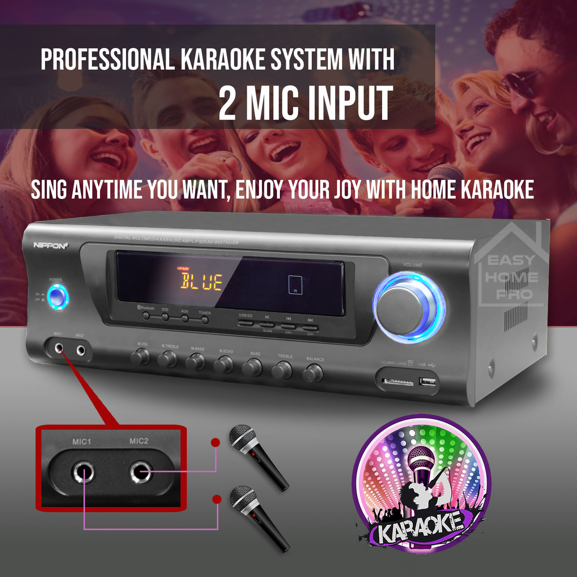 NIPPON AV-868TKUSB Power Amplifier Karaoke Amp Ampli Home Theater Receiver Support USB SD FM ...