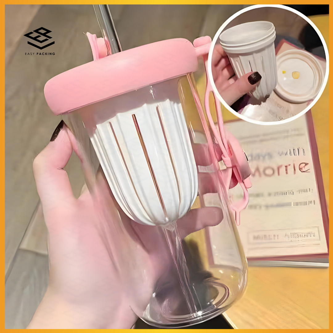 Cold Cup Warehouse Glass with Straw Internet Celebrity Transparent Cup ...