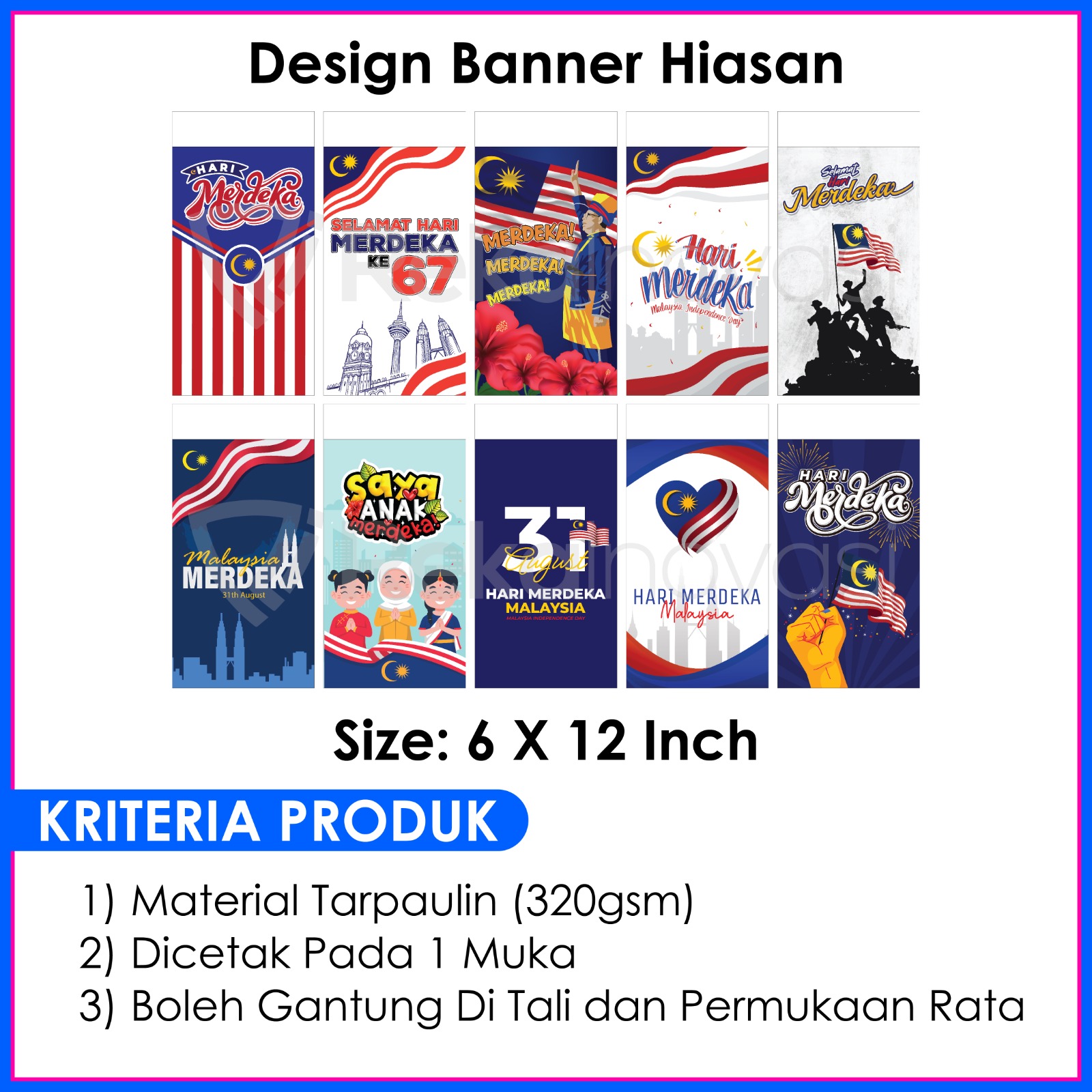 BANNER HIASAN KEMERDEKAAN PELBAGAI JENIS DESIGN DAN CORAK 2024 (8 pcs ...