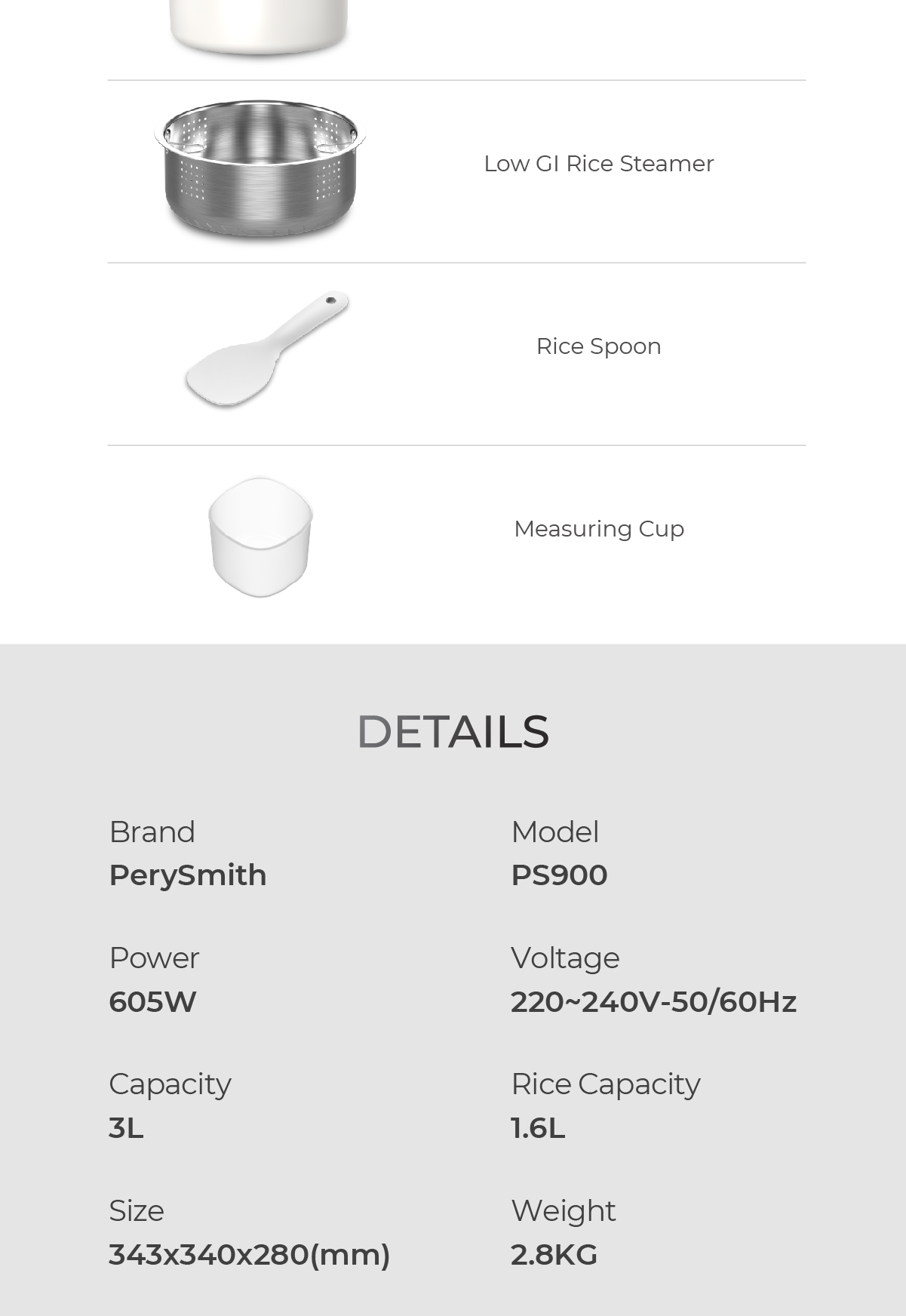 PerySmith Low GI Rice Cooker Easy Cooking Series (3L) PS900 | Shopee ...