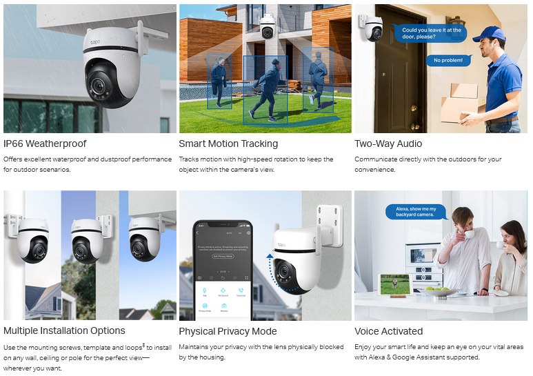 TP-Link Tapo C510W / C520WS Outdoor 360° Pan/Tilt Security WiFi Camera ...