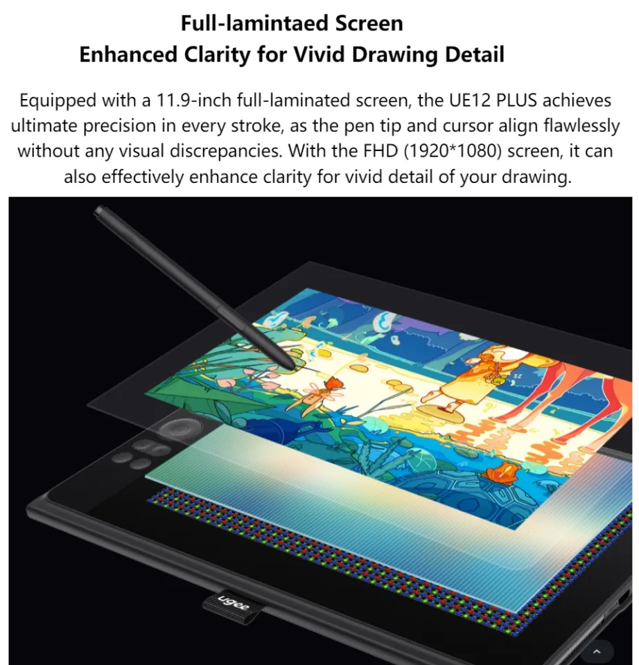 Ugee UE12 Plus / UGEE UE12P 147% sRGB 11.9 inch Drawing Tablet with ...