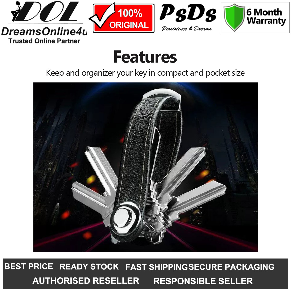 Layzhens Leather Strap Stainless Steel Smart Pocket Key Holder ...
