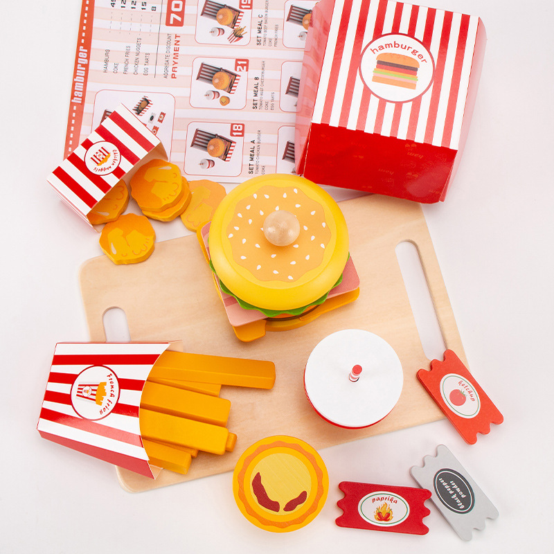 Wooden Kitchen Toys Play Set/Fast Food Toy Set/Wooden Kitchen Playset ...