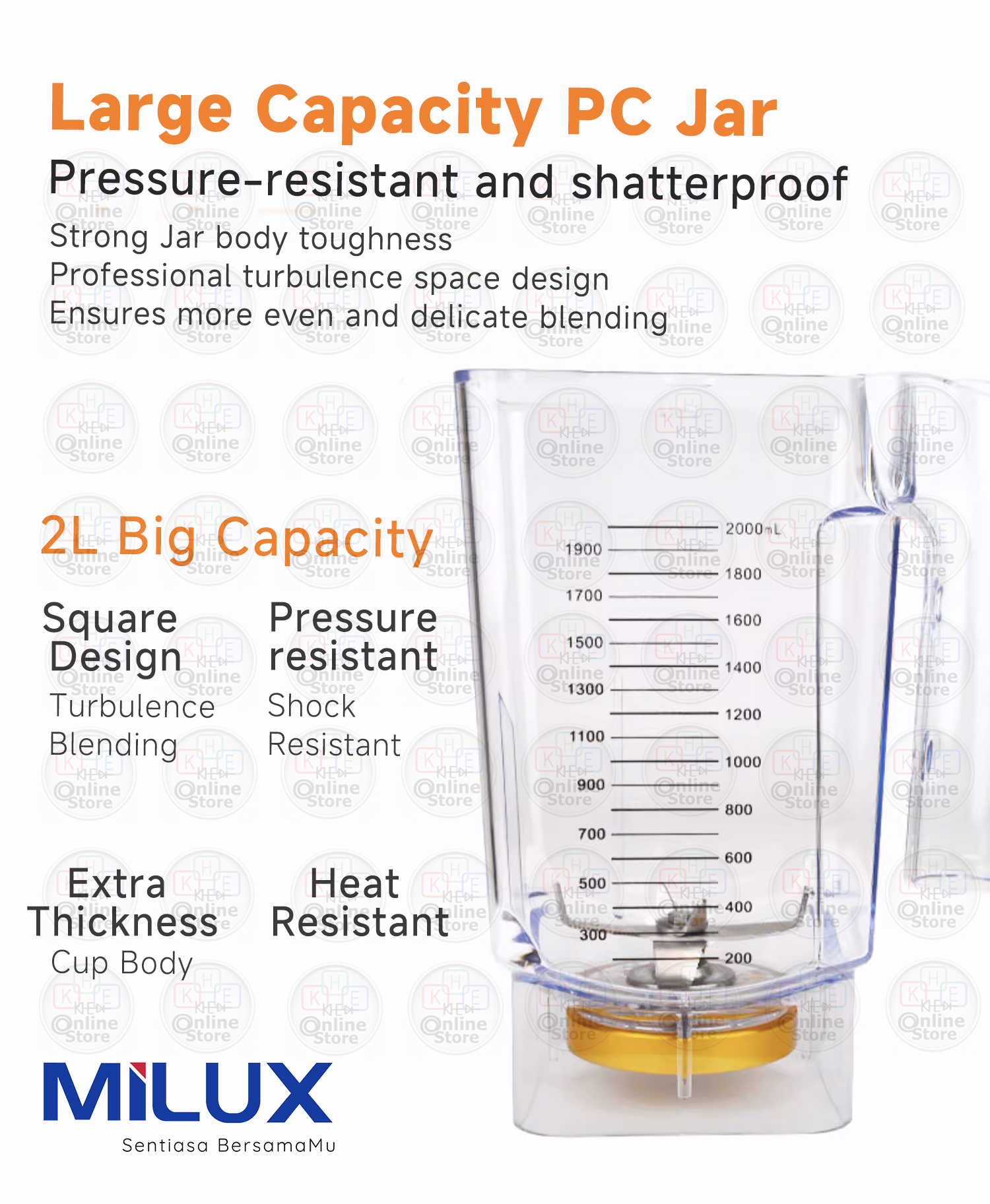 Milux Heavy Duty Commercial Nutrition Power Blender MCB-2000 2L Can Ice ...