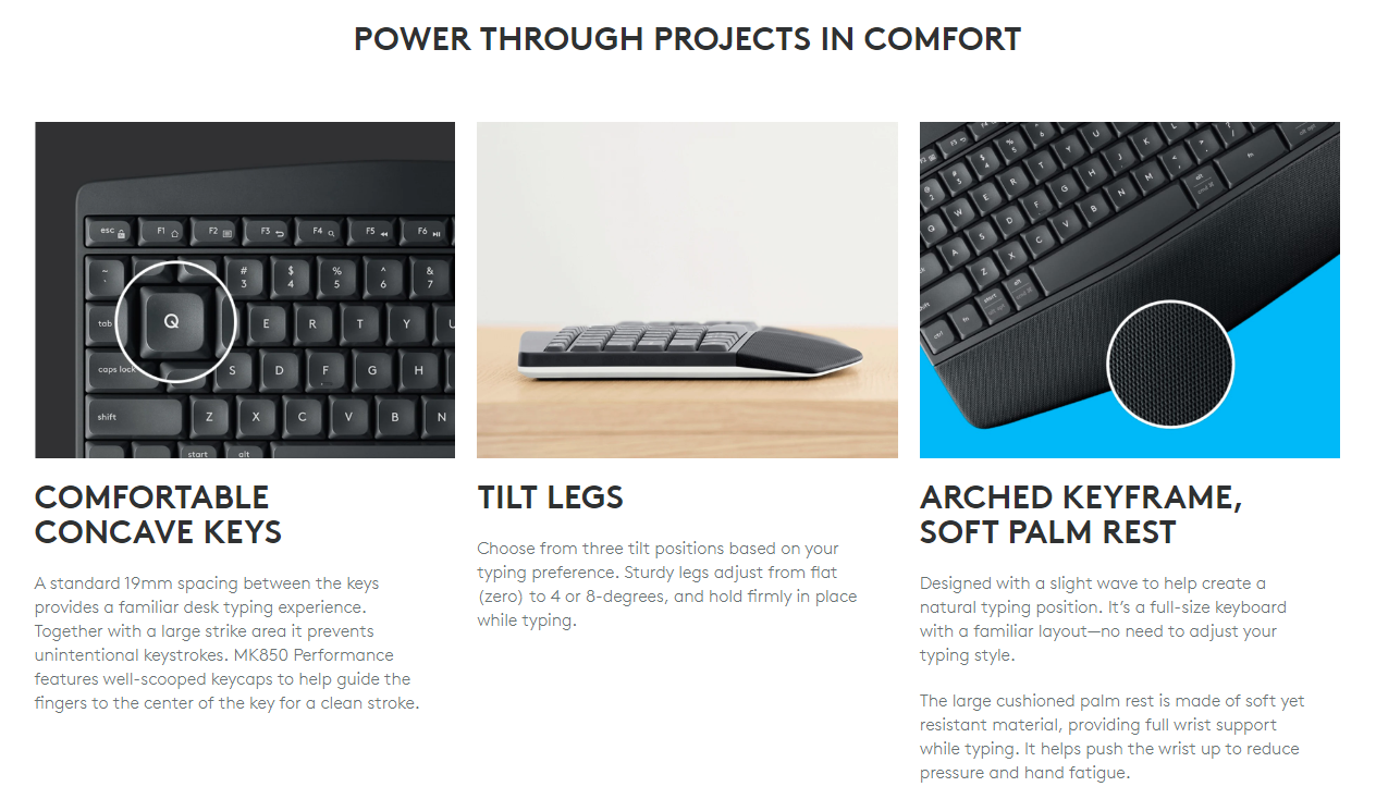 LOGITECH MK850 PERFORMANCE COMBO SET KEYBOARD & MOUSE WITH COMFORT ...