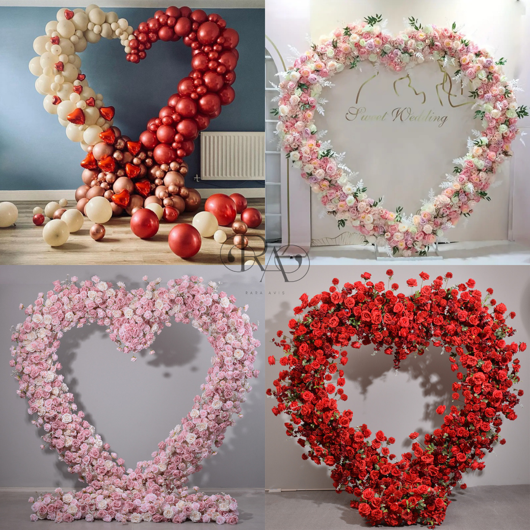 2m Gold Large Metal Heart Shape Wedding Backdrop Iron Love Arch Stand ...