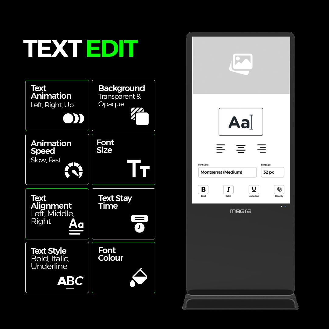 MEGRA 43"/50"/55" Digital Kiosk Display Floor Standee Signage ...