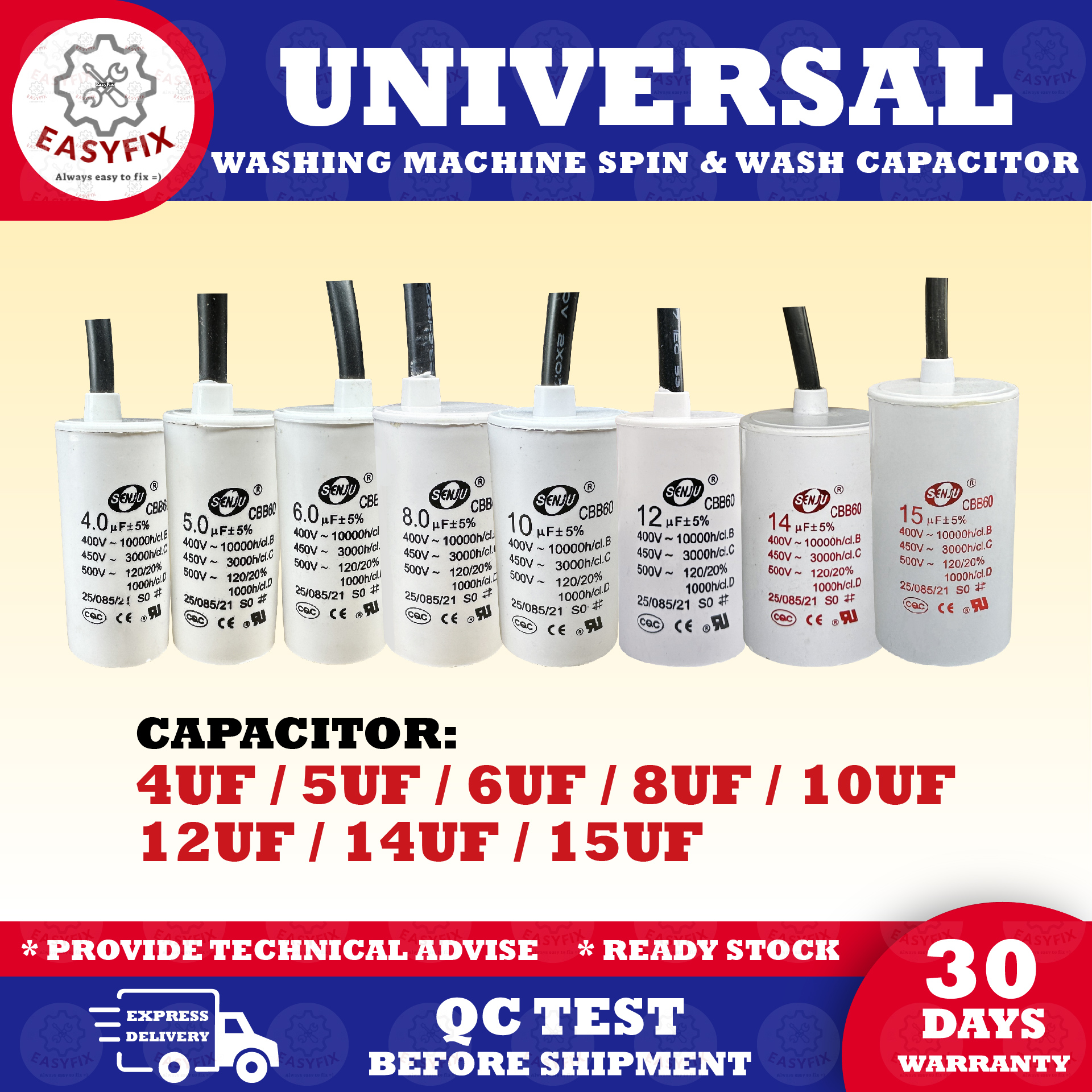 4uf / 5uf / 6uf / 8uf / 10uf / 12uf / 14uf / 15uf CBB60 Washing Machine ...