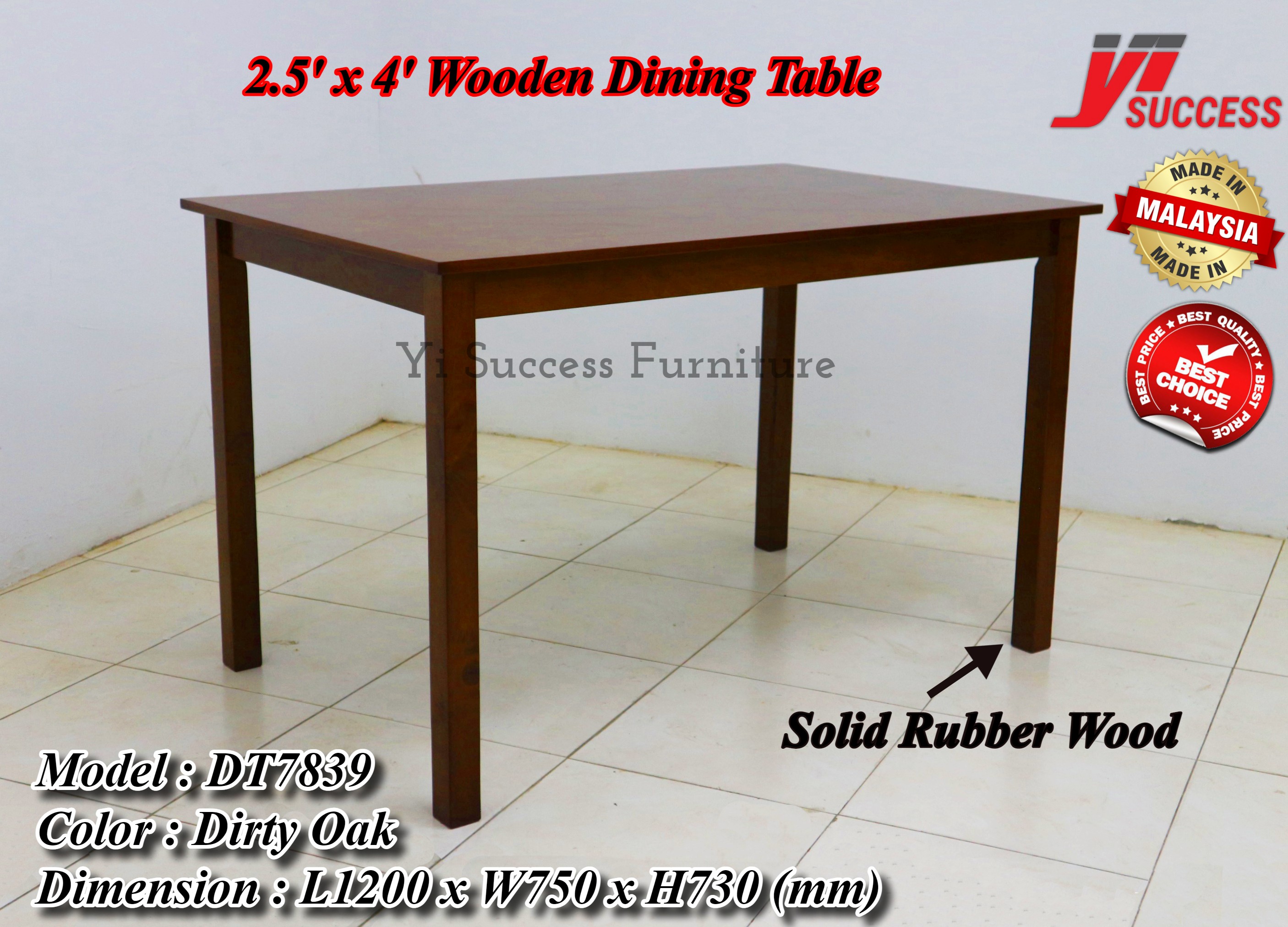Yi Success Razo Wooden Dining Table / Wooden 4 x 2.5 Feet Dining Table ...