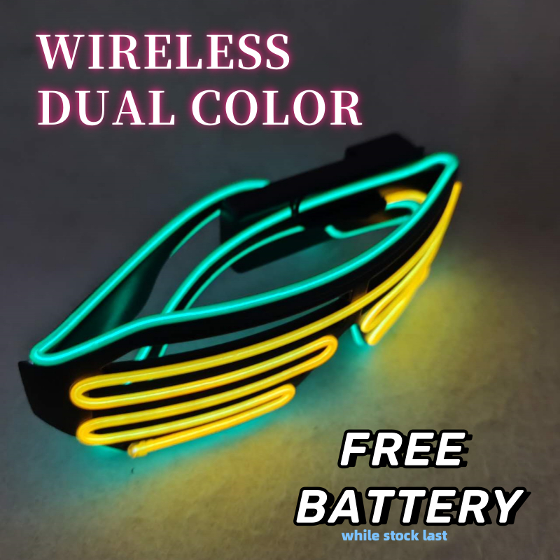 (Batteries Included) LED Luminous Glasses Halloween Bright Neon ...
