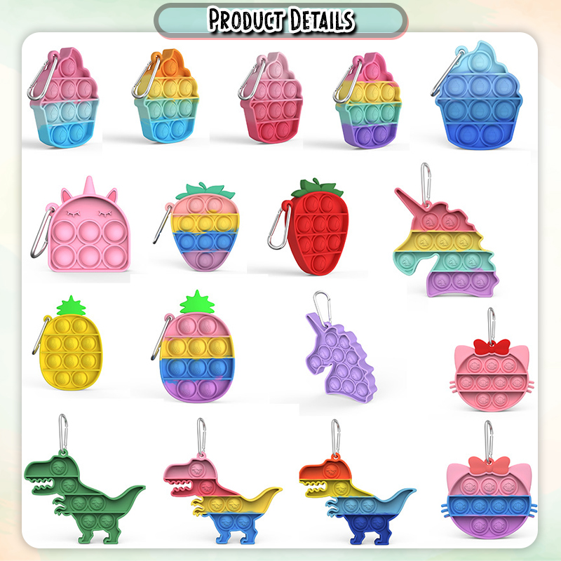 [Little B House] Mini Push Pop Bubble Fidget Sensory Toy Keychain Funny ...