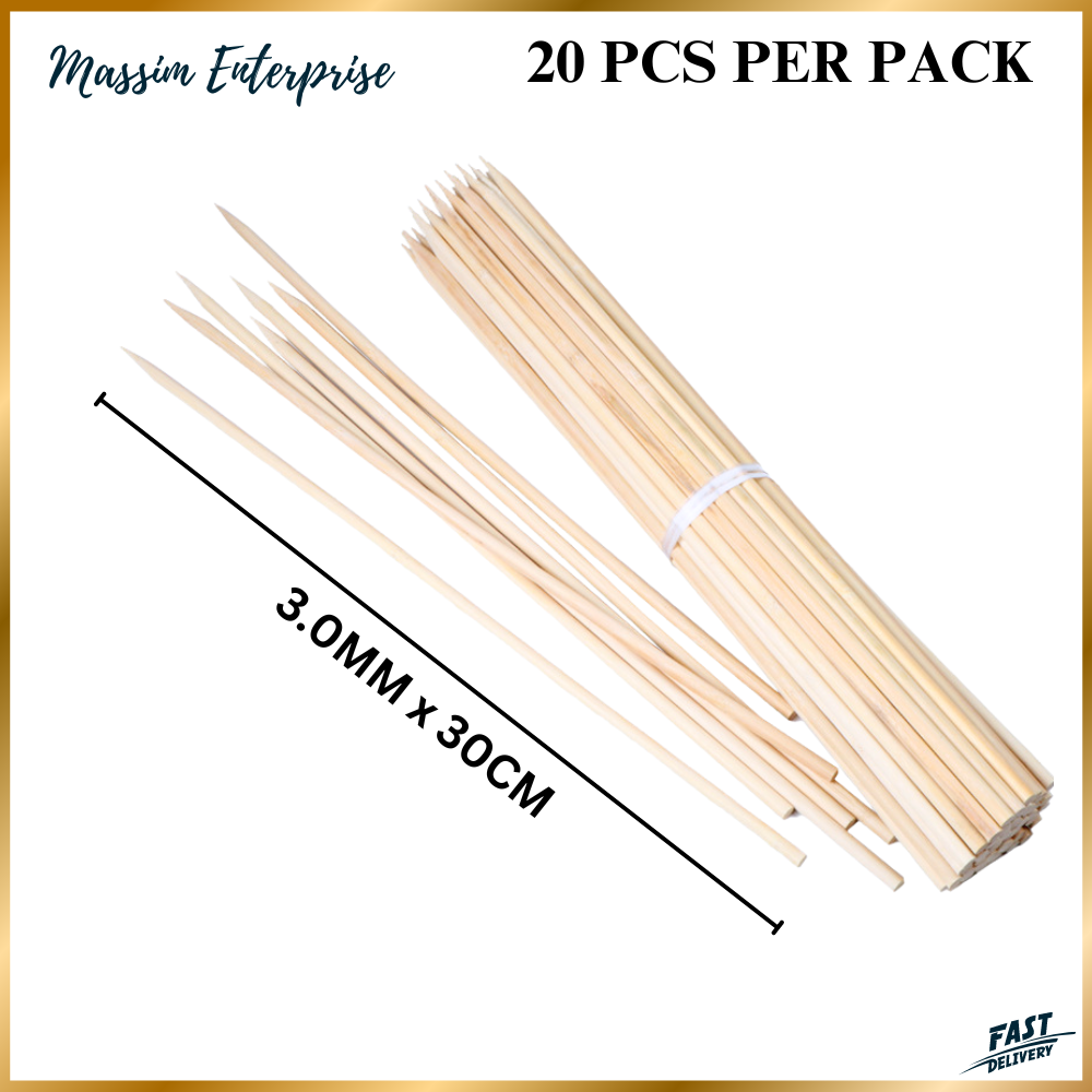 30cm 45cm 49.5cm Bamboo Stick Lidi Satay Bambu BBQ STICK Satay Stick ...