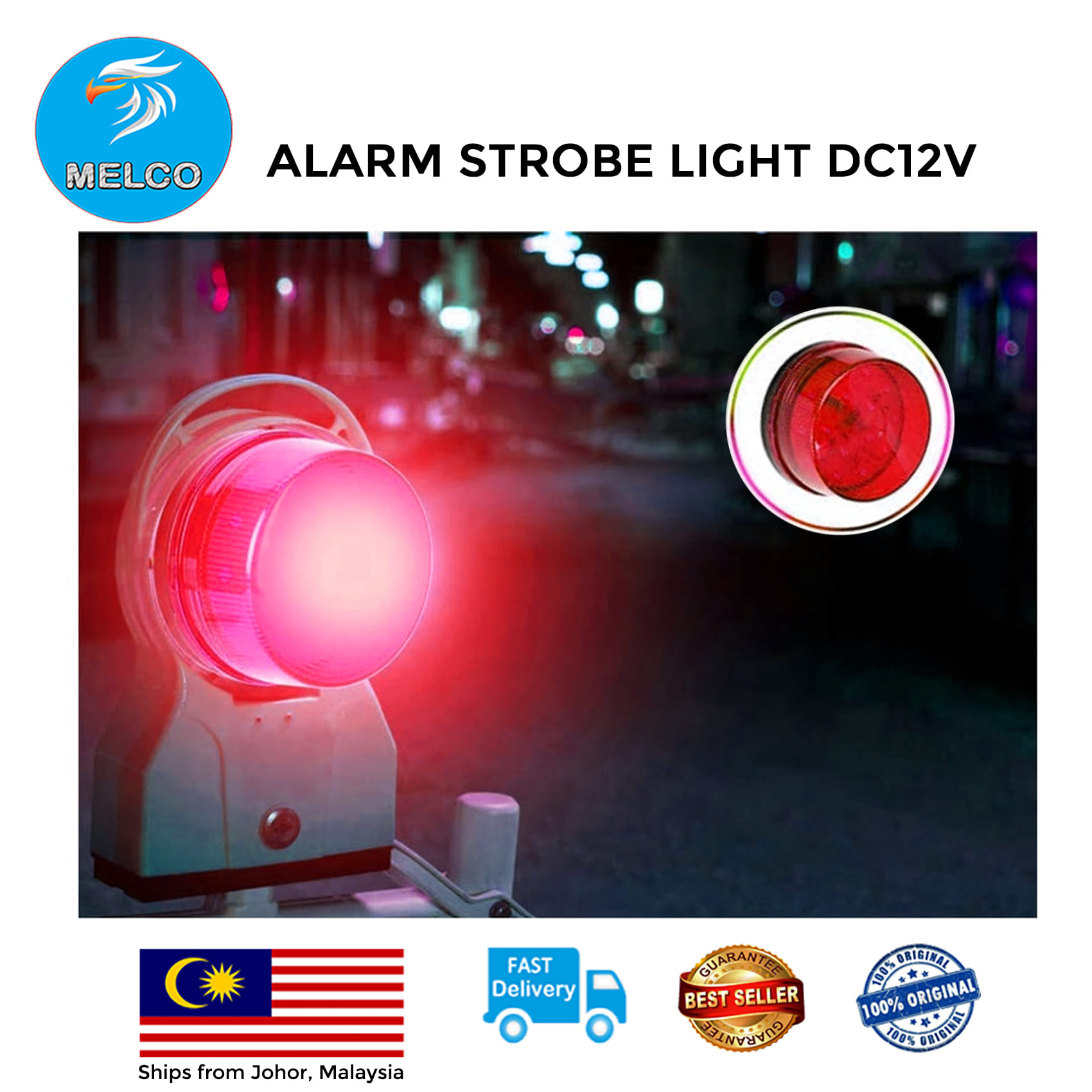 Wired Security Burglar Alarm Red Bright Flashing LED Strobe Light Alarm ...