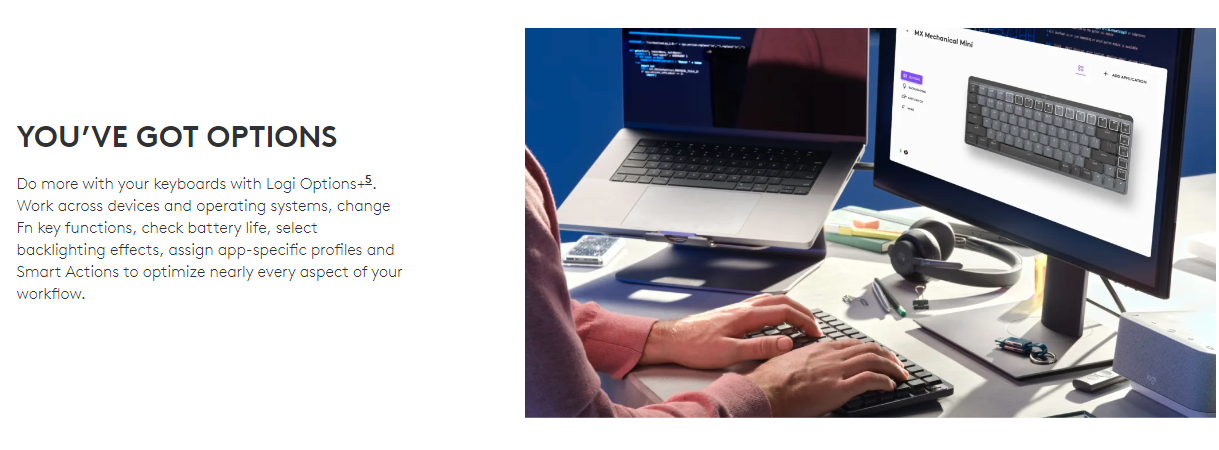 LOGITECH MX MECHANICAL WIRELESS ILLUMINATED PERFORMANCE KEYBOARD WITH ...