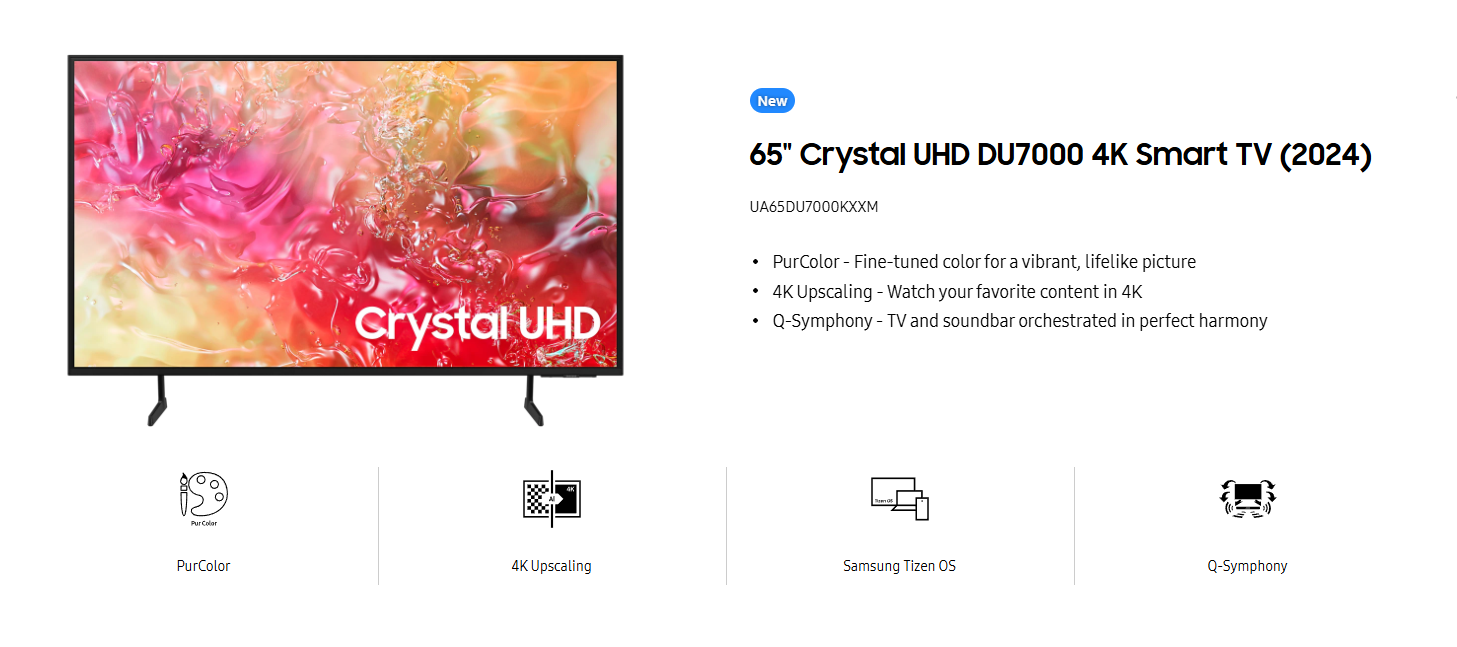 2025 Samsung Smart TV 50 55 65 Inch 4K Crystal UHD U8000F 65" Smart TV Murah Television 电视机 電視機 ...