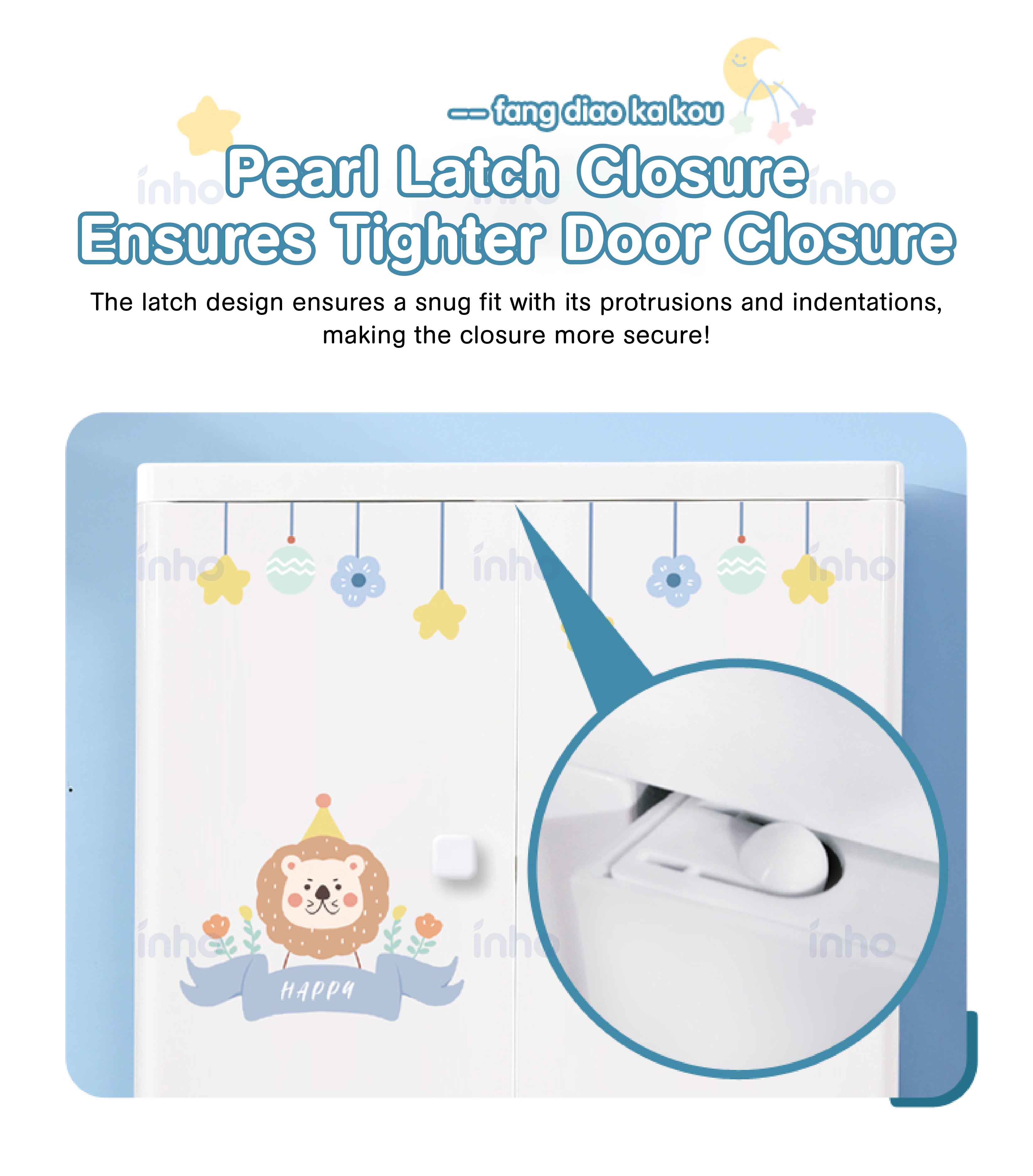 INHO L65cm Cute Cartoon Kids Wardrobe Clothes Cabinet With Lock ...