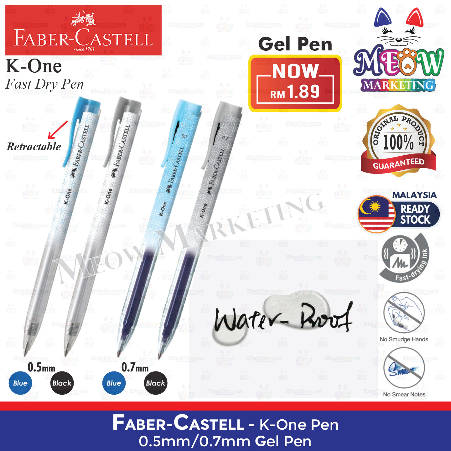 Faber Castell K-One Ball Pen / Gel Pen - 0.5mm / 0.7mm | Shopee Malaysia