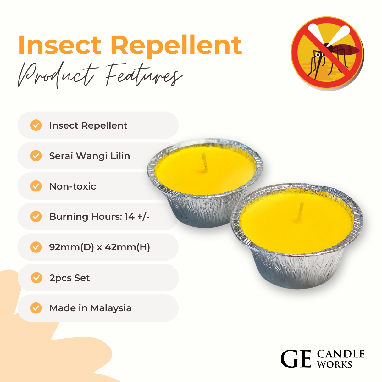 [INSECT REPELLENT] GE Candle Works [Set of 2] Insect Repellent ...