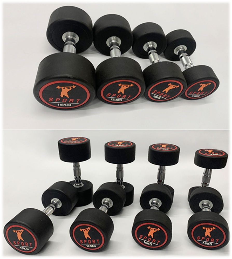 ADSports 2.5KG/5KG/7.5KG/10KG/12.5KG/15KG/17.5KG/20KG/22.5KG/25KG Round Head Dumbbell Rubber ...