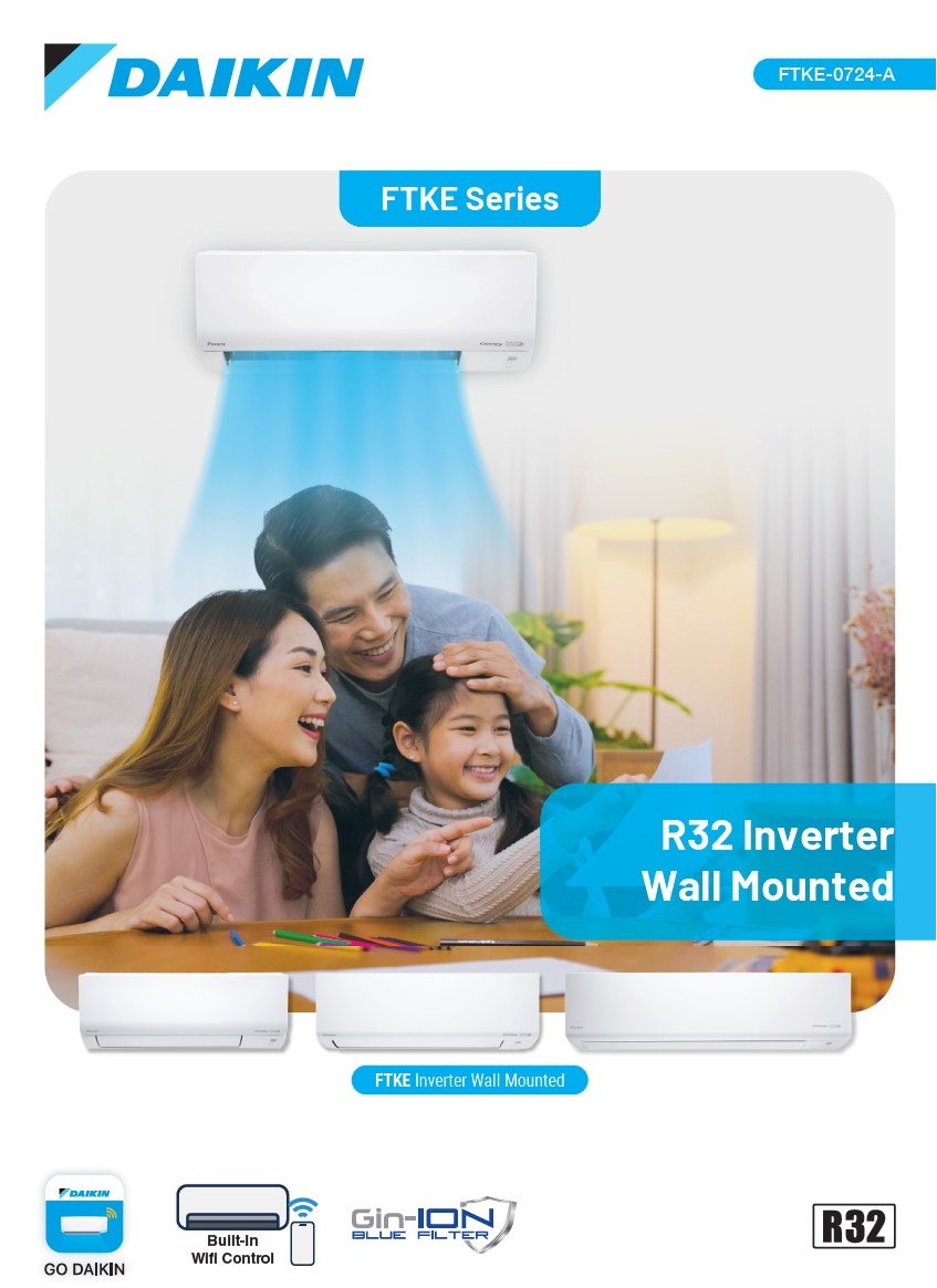 Daikin 1.0HP-2.5HP Standard Inverter R32 Air Conditioner R32 FTKE ...