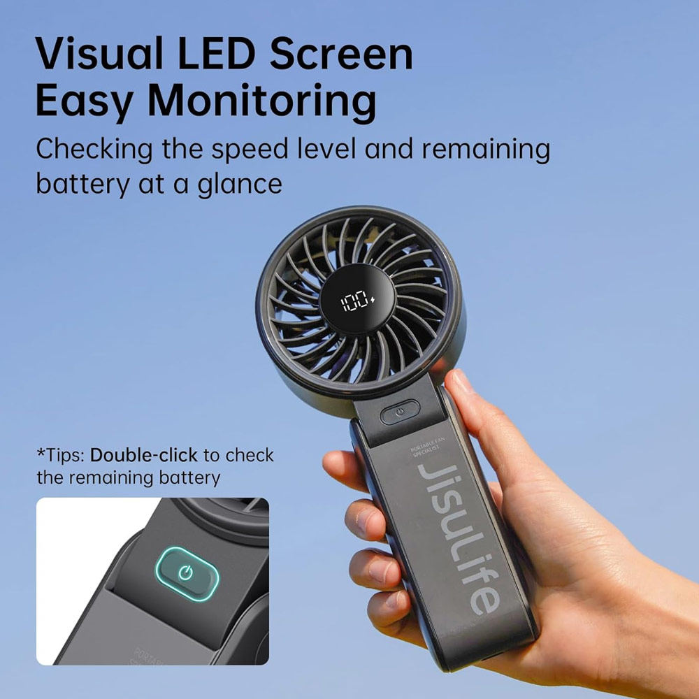 Jisulife 3 in 1 Handheld Fan Life7 Life 7 Powerful LED Display Portable ...