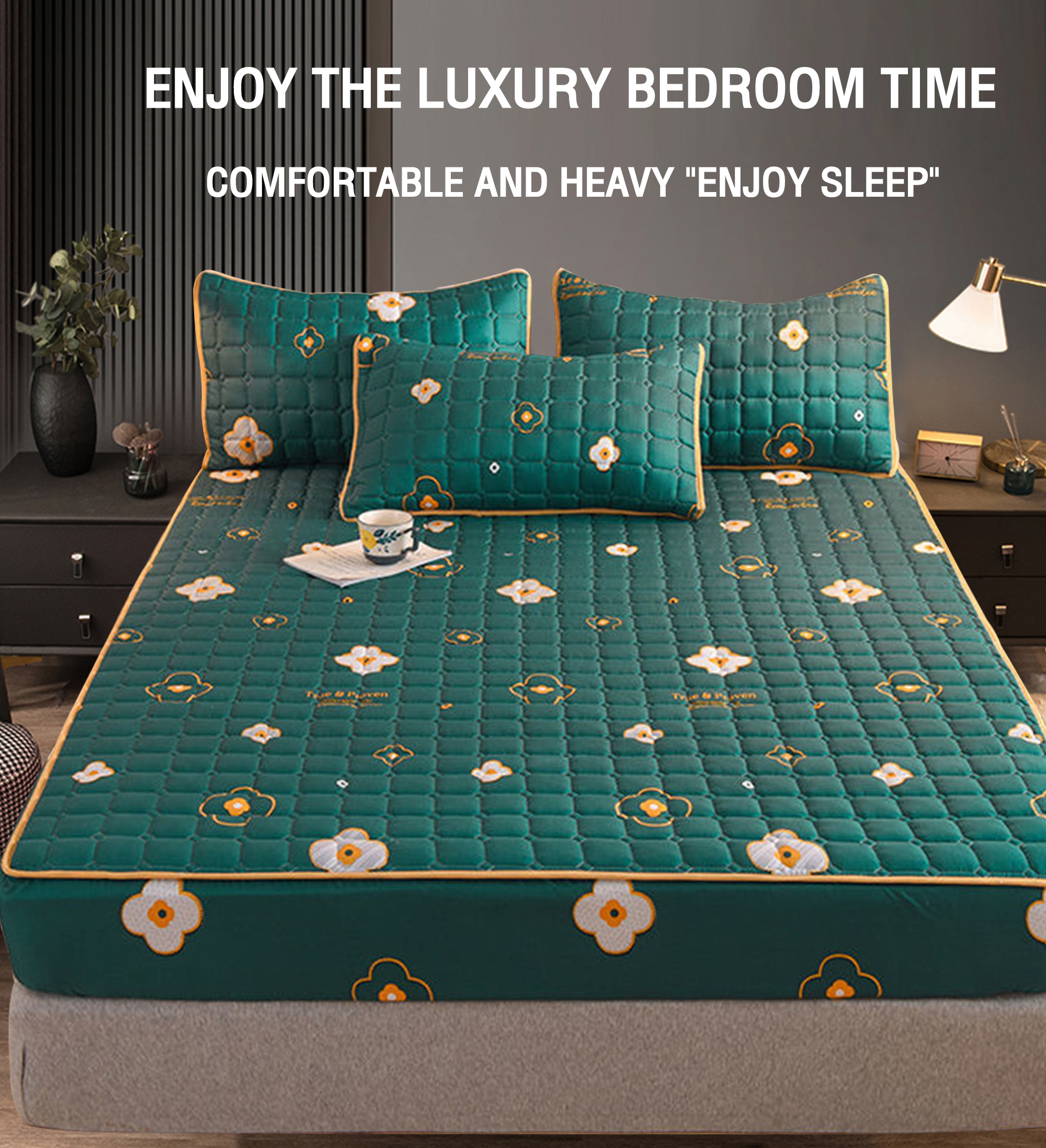 Cotton Fitted Bedsheet Mattress Protector Cadar Single/Queen/King High ...