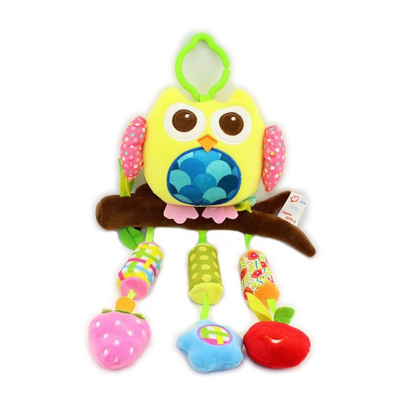 Happy Monkey Baby Rattle Toy / Stroller And Cot Hanging Yellow Owl Toy ...