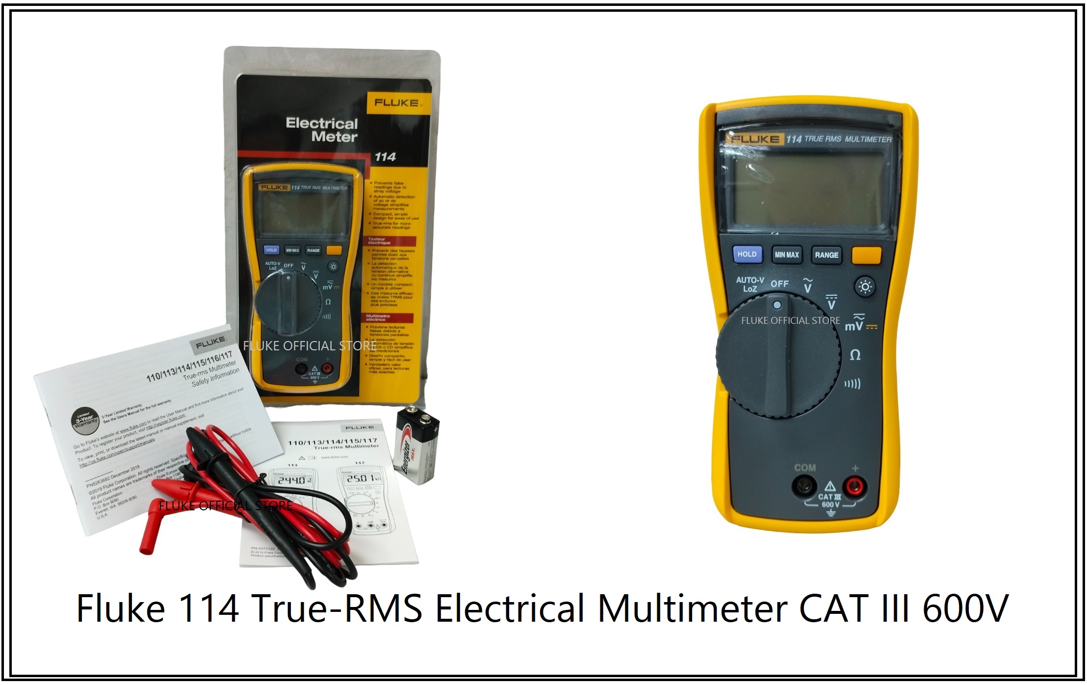 Fluke 114 True-RMS Electrical Multimeter CAT III 600V | Shopee Malaysia