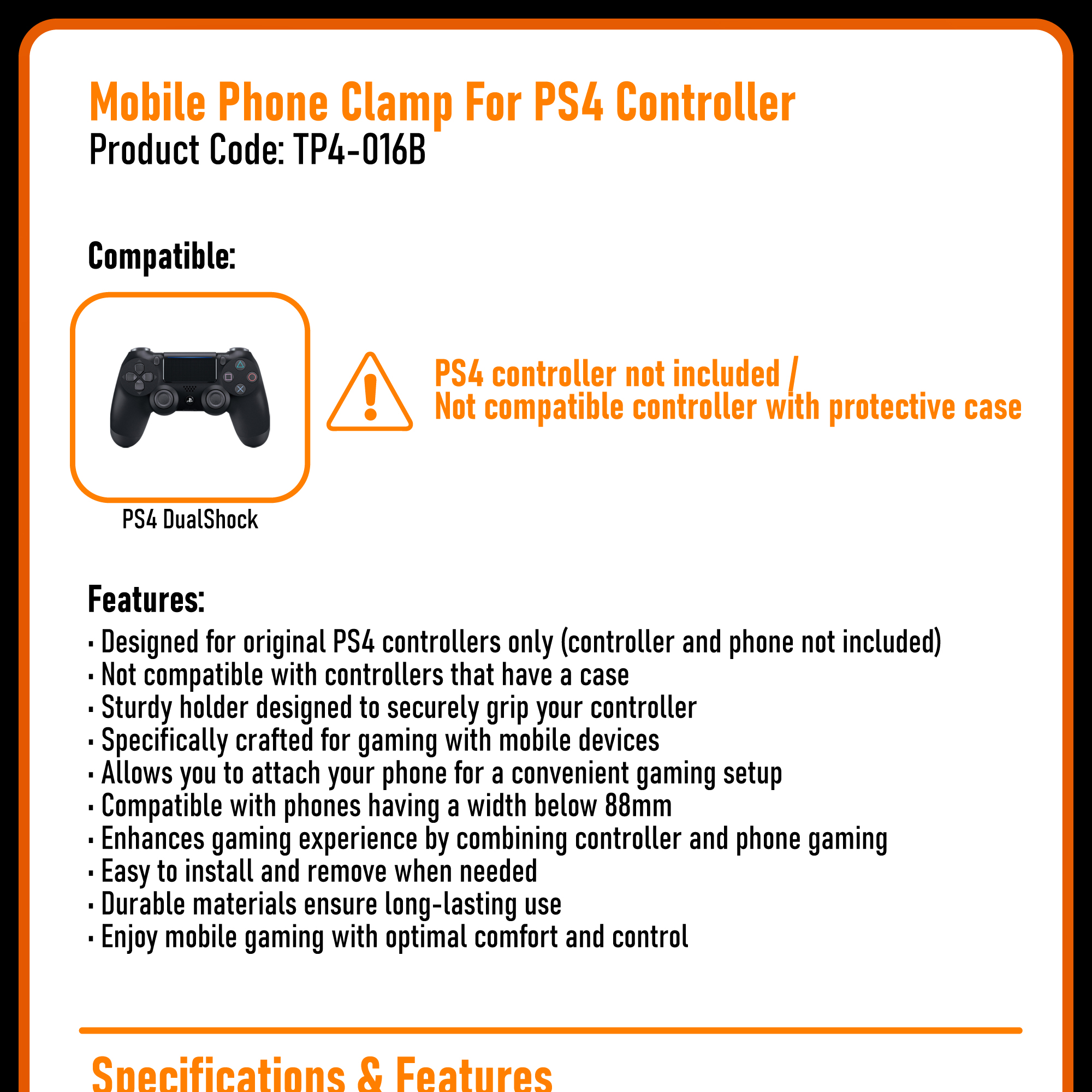 DOBE PS4 Controller Mobile Phone Holder Phone Controller Clamp Clip Holder Mount Bracket TP4-016 ...