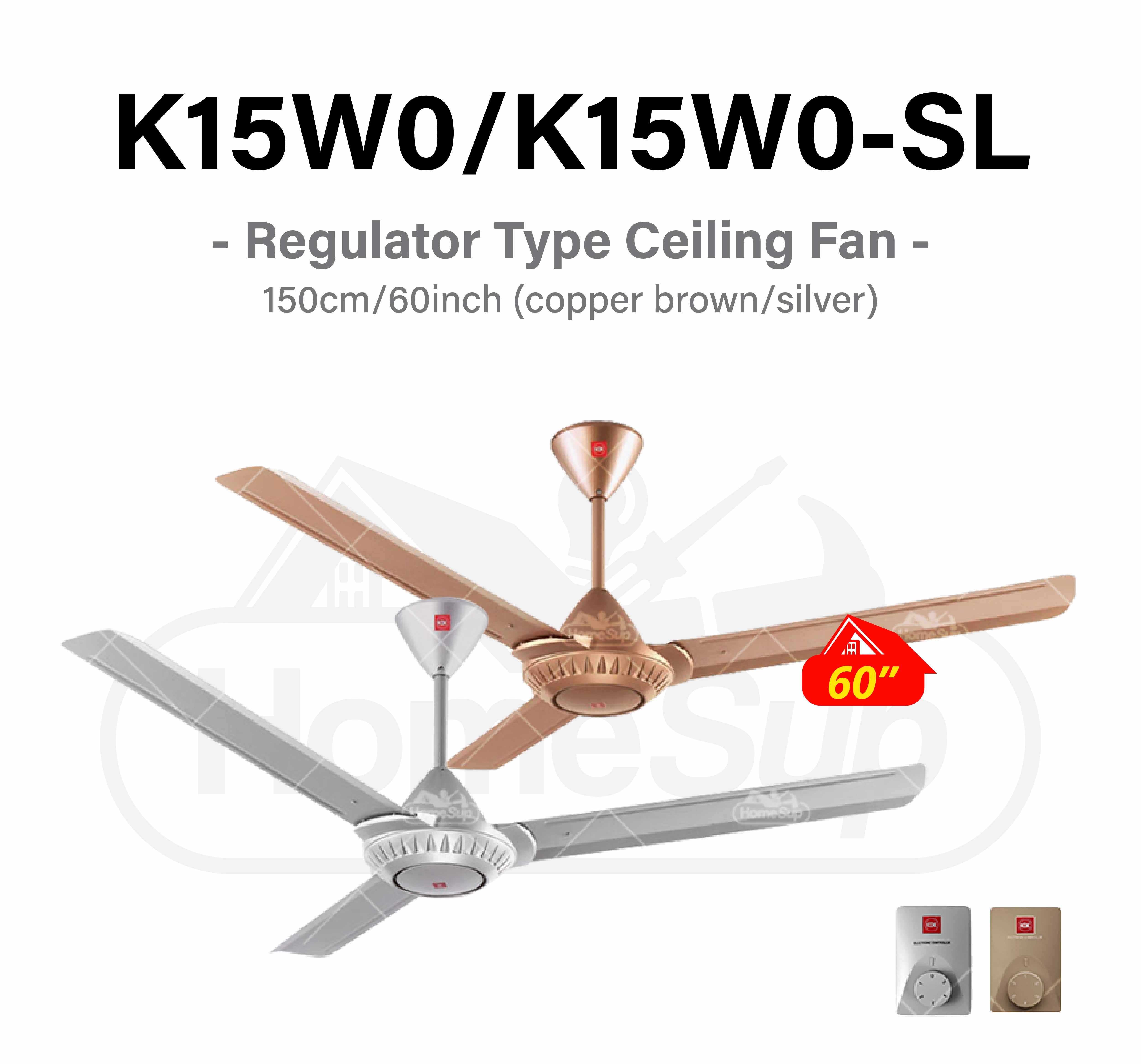 KDK K15w0 / K15w0-sl Ceiling Fan – 60 Inch, Regulator, Copper Brown/Silver | Kipas Siling (x1 ...