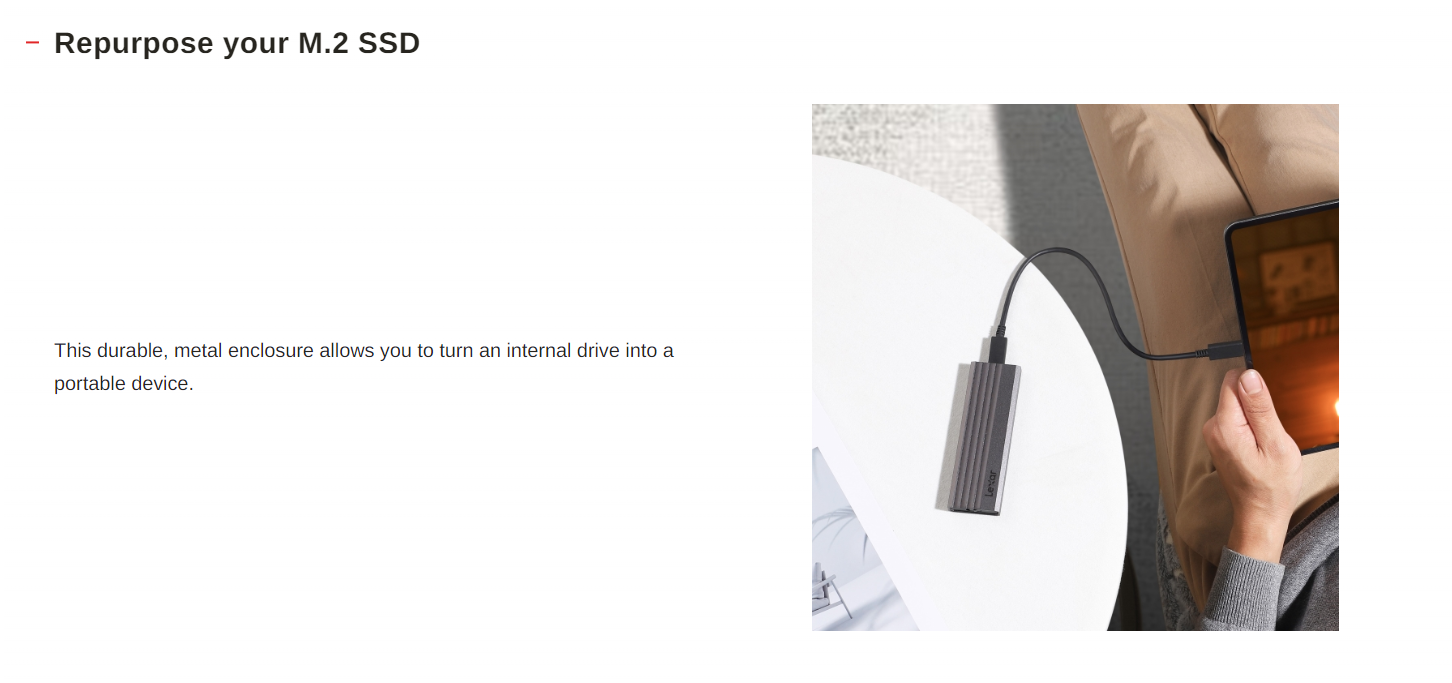 LEXAR E350 M.2 SSD ENCLOSURE USB 3.2 GEN 2 WITH UP TO 10GBPS / METAL ...