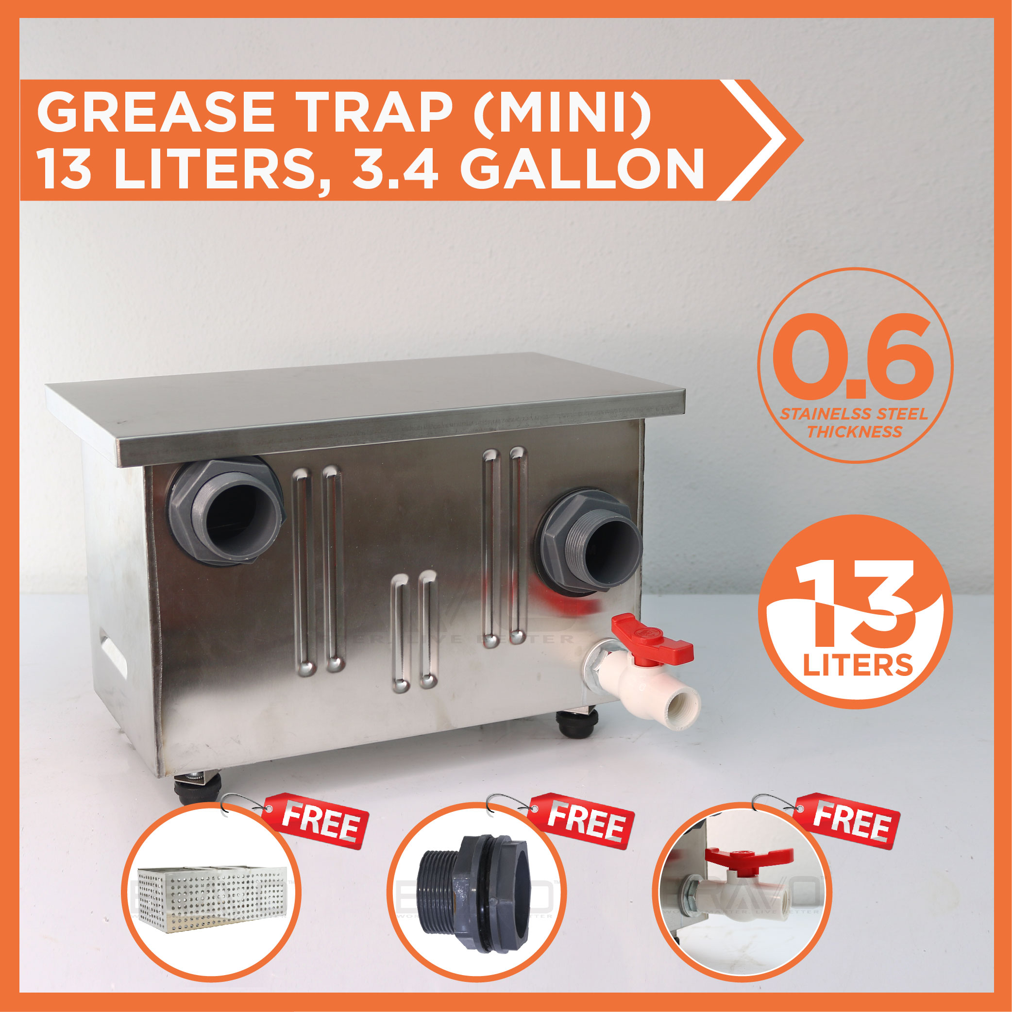 Stainless Steel Grease Trap/Perangkap Minyak Gris 13L/Penapis Minyak ...