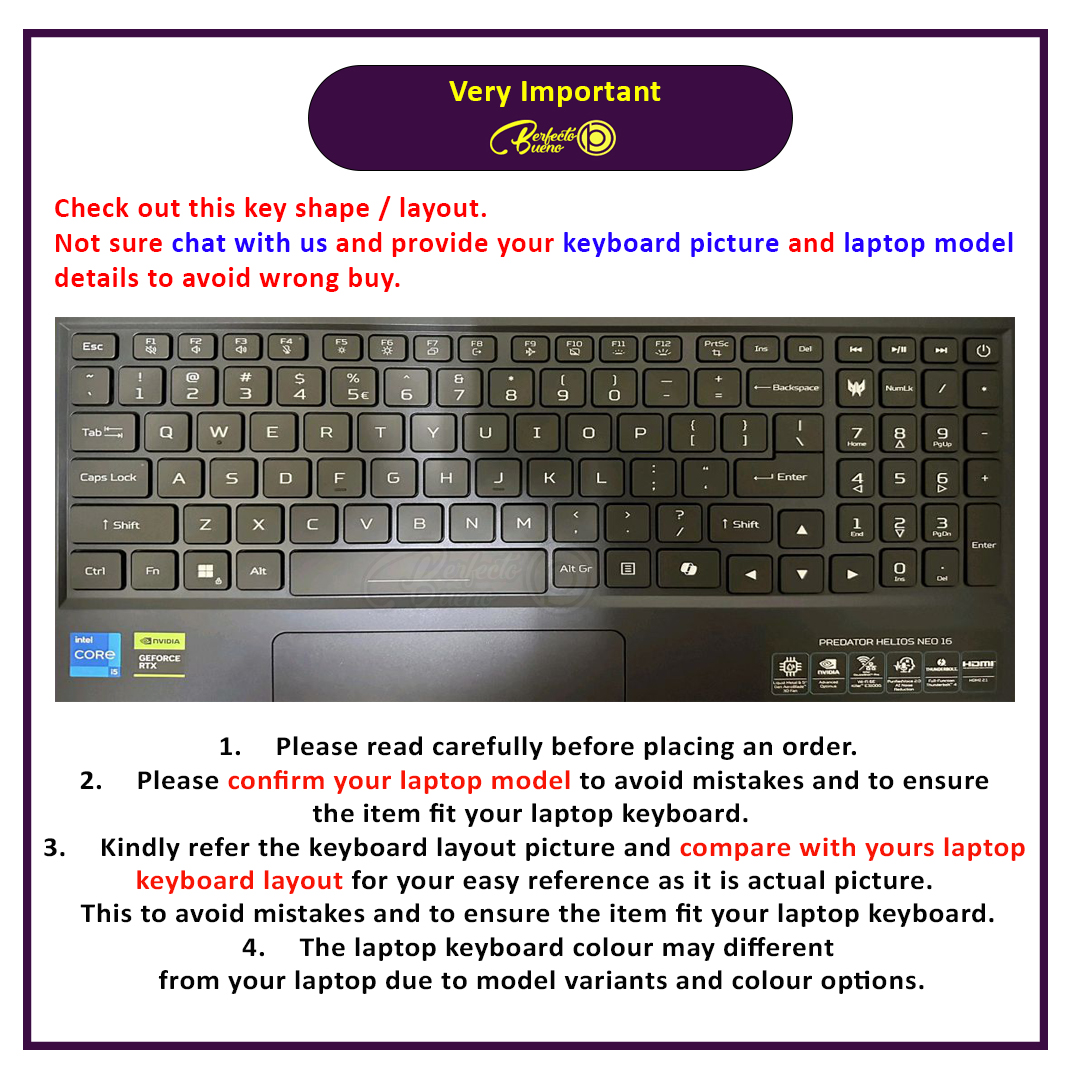 Keyboard Protector for Acer Predator Helios Neo 16 PHN16-72 2024 Model ...