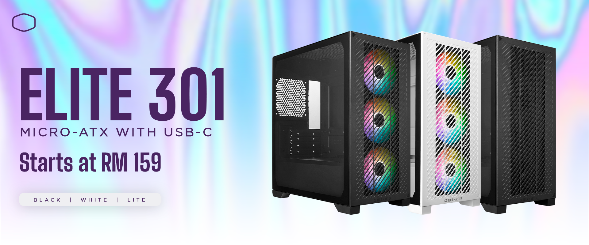 Cooler Master Elite 301 Micro-ATX Case (3 ARGB Fans, USB-C, Top 240mm ...