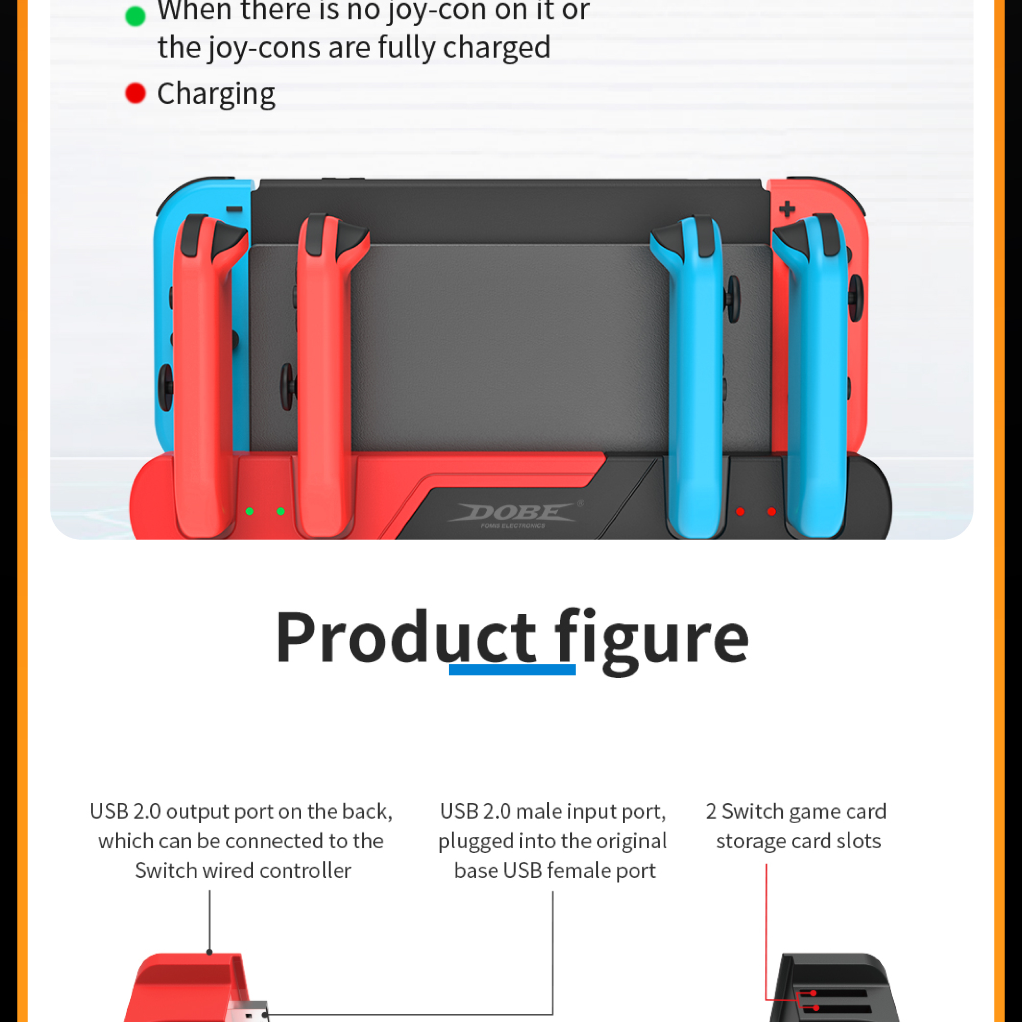 DOBE Nintendo Switch OLED V1/V2 Charging Station Joycon Charging Dock ...