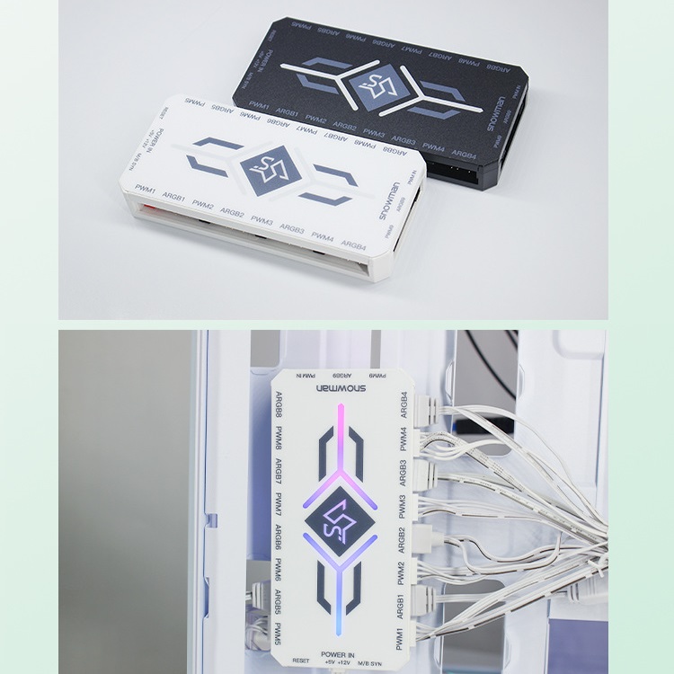 Snowman ARGB Hub ( 5V 3PIN ARGB + 4 Pin PWM ) PC Case CPU Fan ...